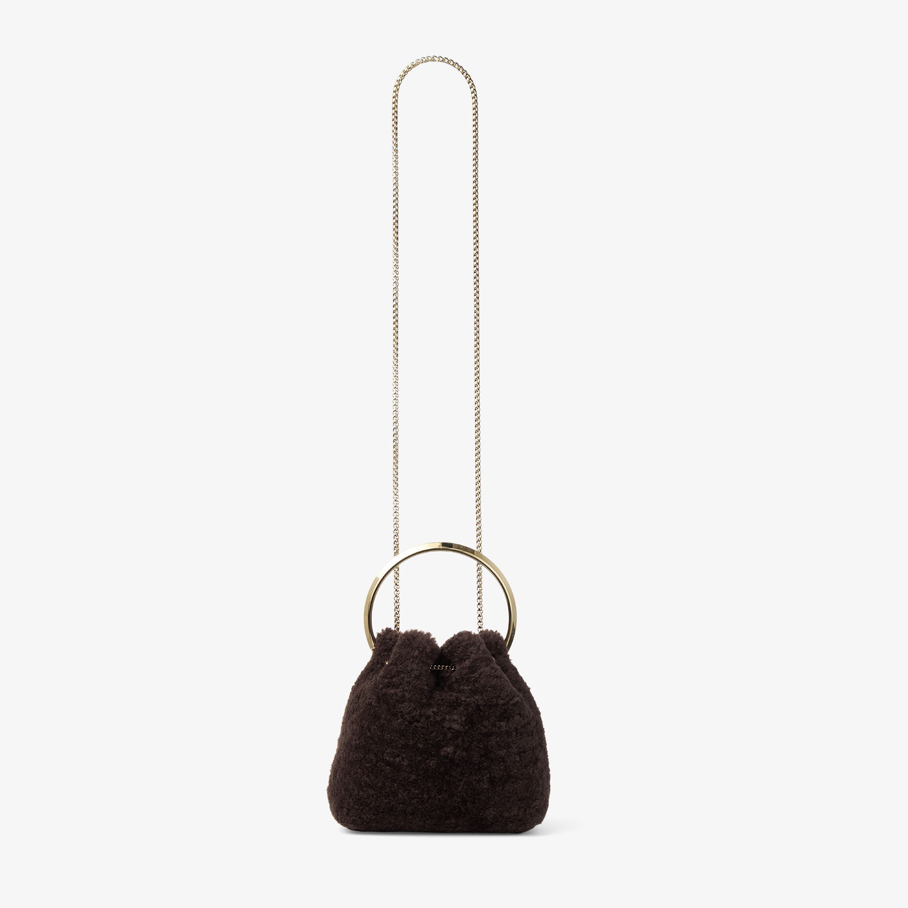 Bon Bon | Chocolate Bucket Bag with Metal Handle | JIMMY CHOO