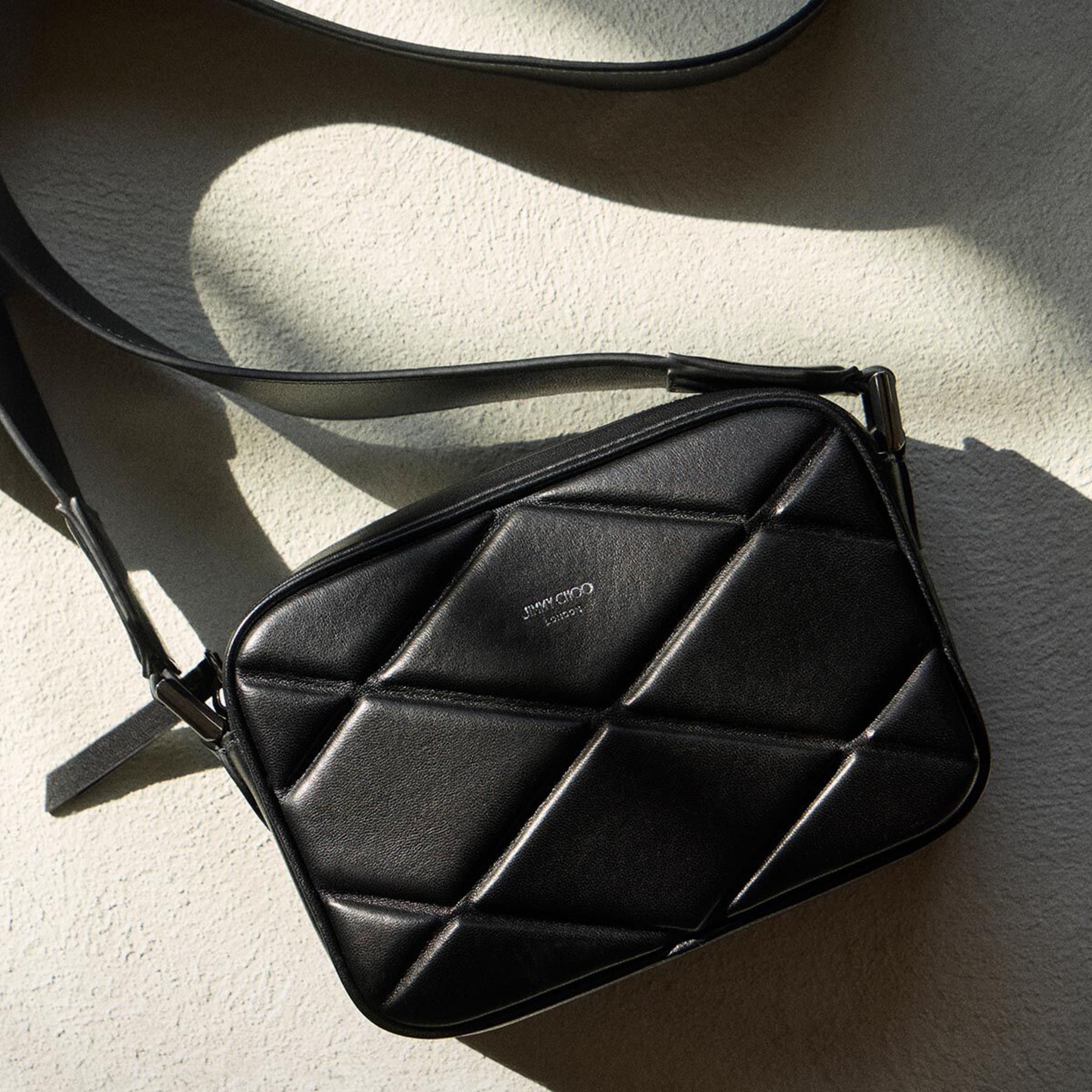 Box Camera S |Black/Gunmetal Diamond Quilted Leather Camera Crossbody ...