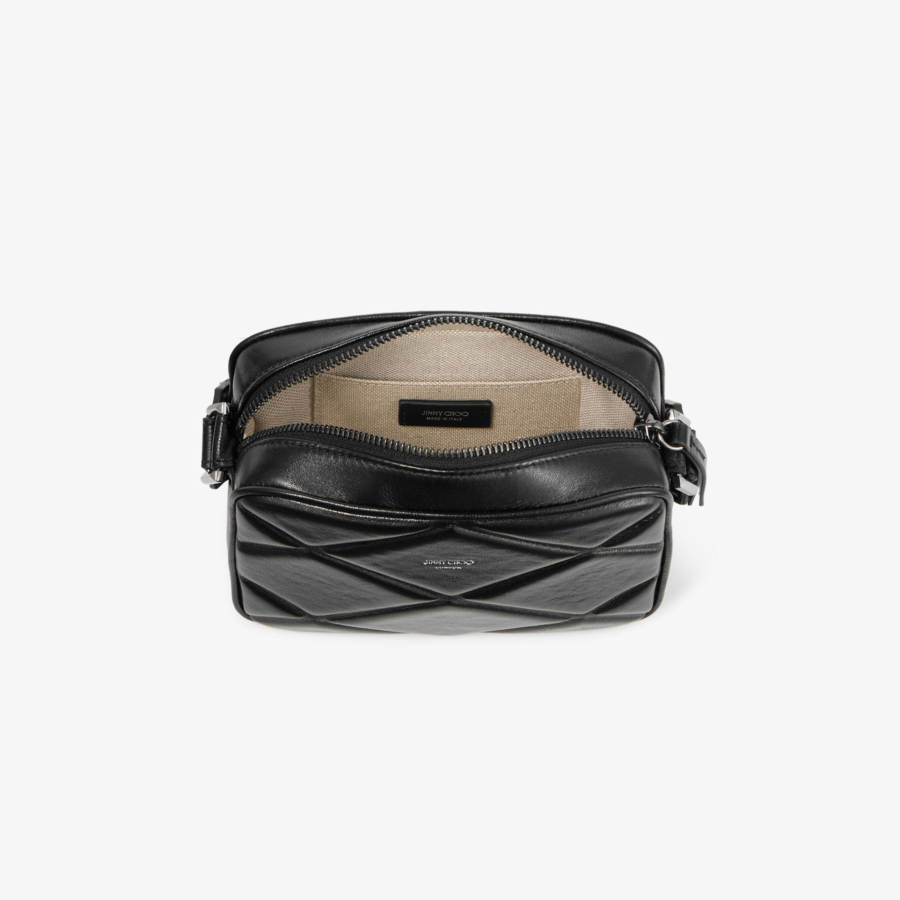 Box Camera S |Black/Gunmetal Diamond Quilted Leather Camera Crossbody ...