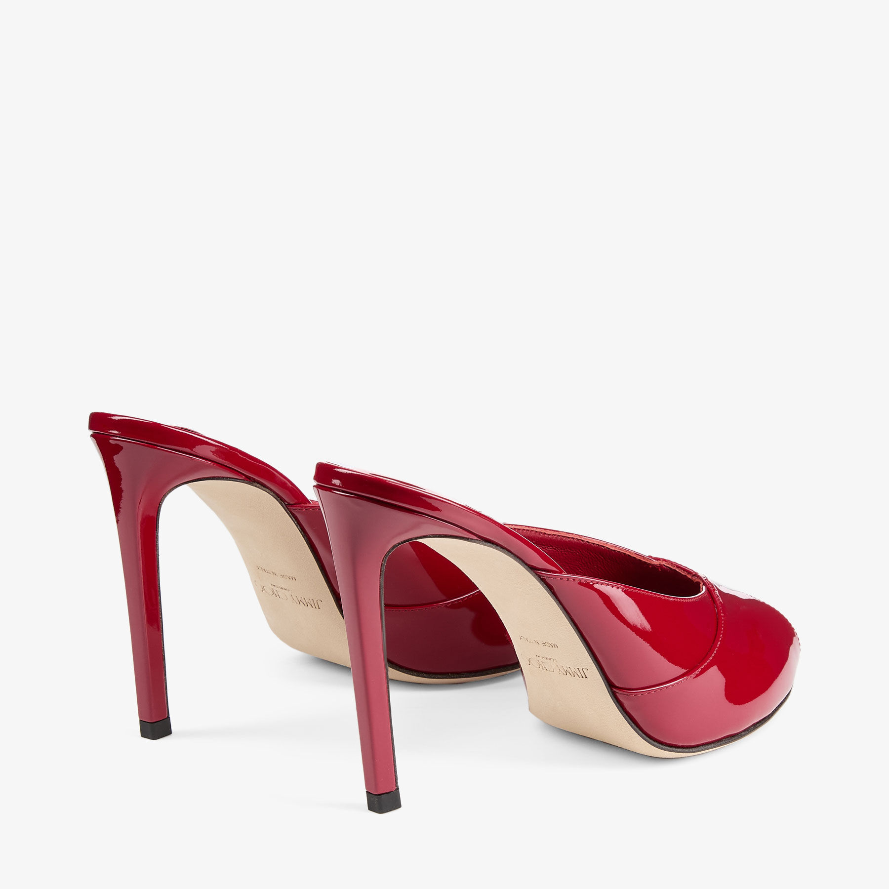 Brigitte Mule 100 | Ruby Red Patent Leather Mules | JIMMY CHOO