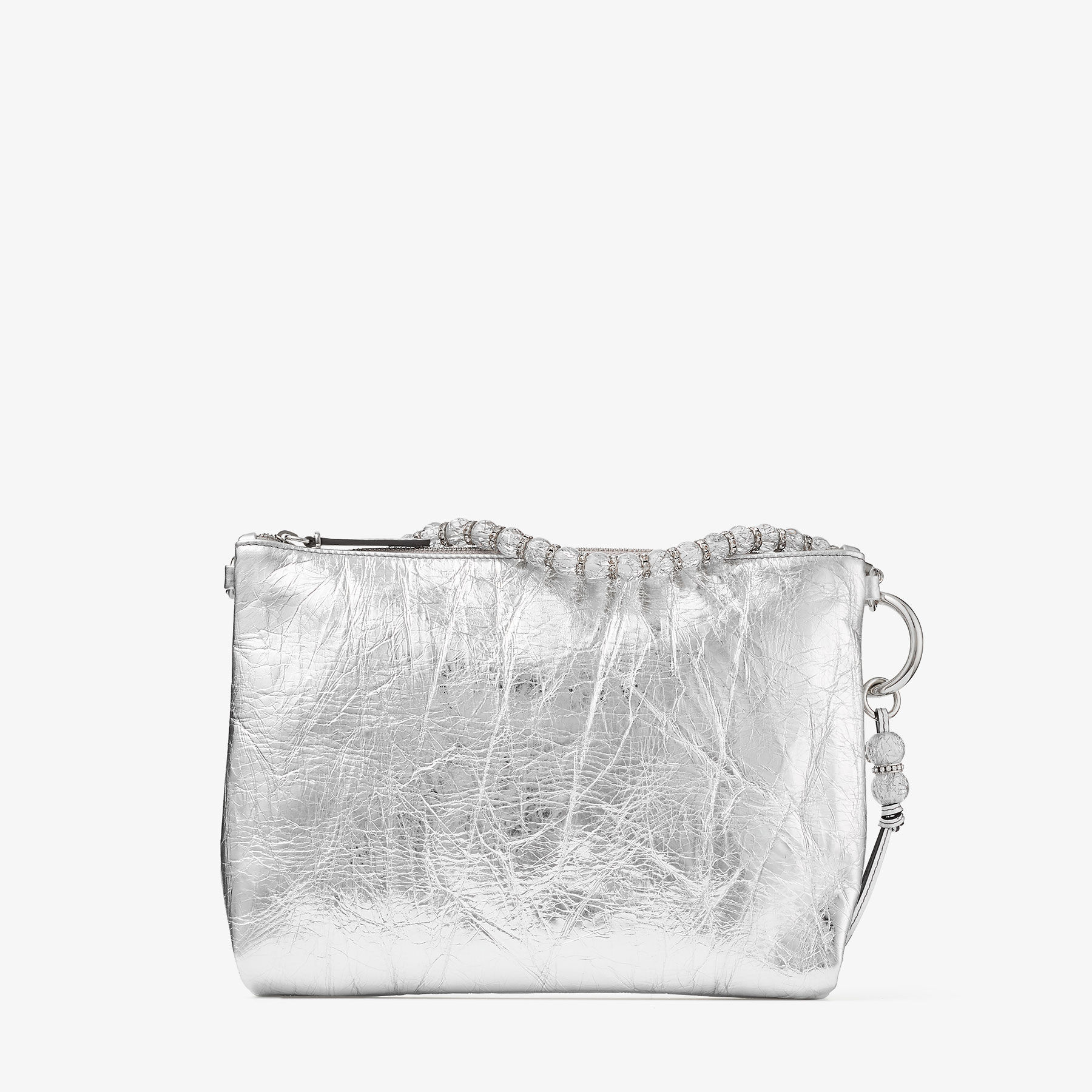 Callie | Silver Vintage Metallic Leather Clutch Bag | JIMMY CHOO CA