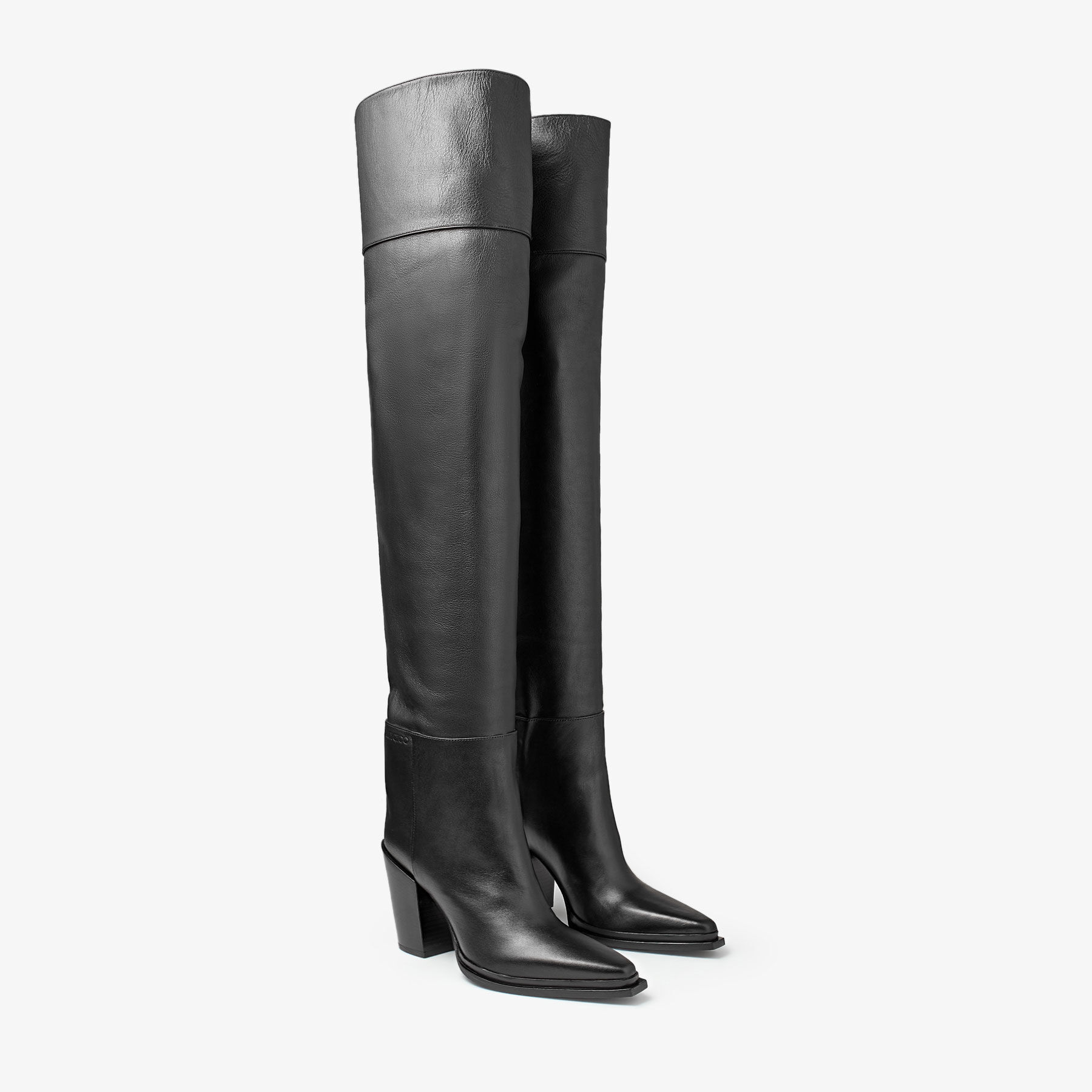 Cece Over The Knee 80 |Black Calf Leather Boot | JIMMY CHOO