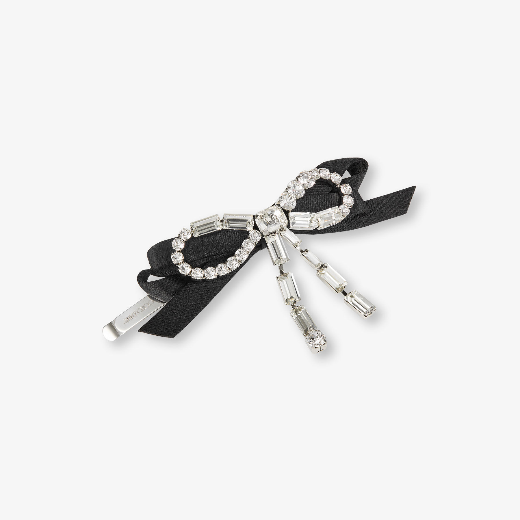 Crystal Bow Slide | Black Metal Hair Slide with Satin and Crystal Bows ...
