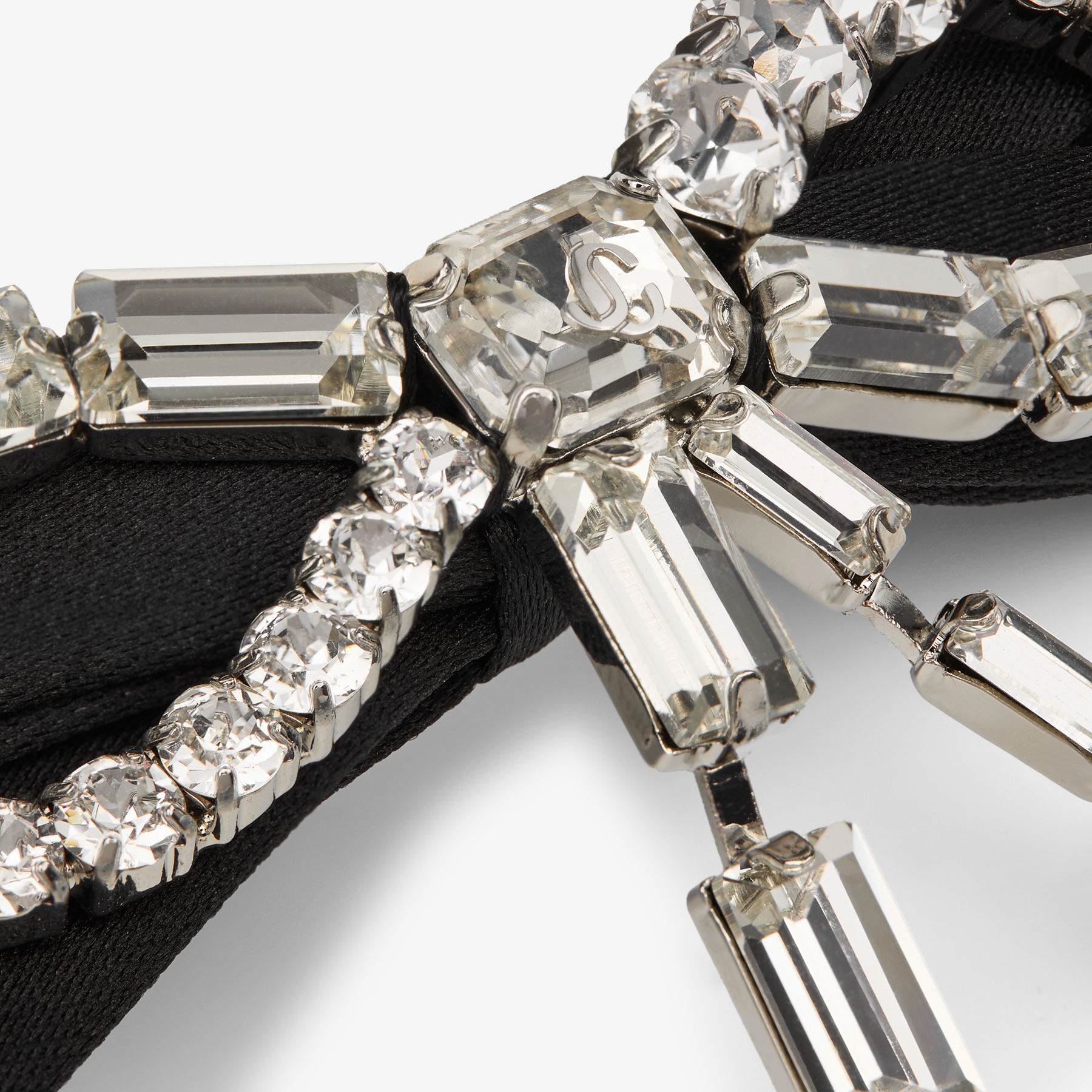 Crystal Bow Slide | Black Metal Hair Slide with Satin and Crystal Bows ...
