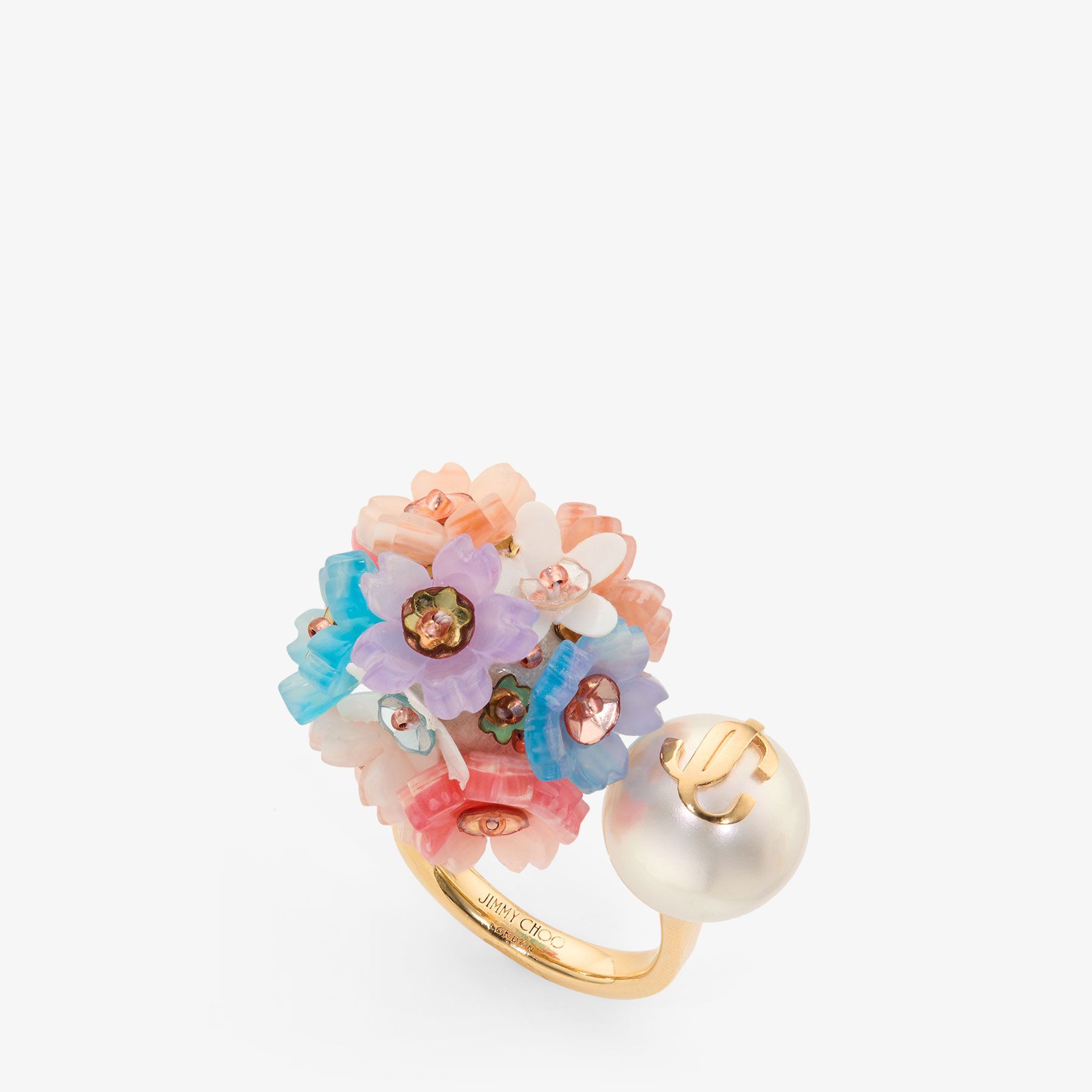 Daisy Pearl Ring |Gold-Finish Ring with Pearl and Daisy Details | JIMMY ...