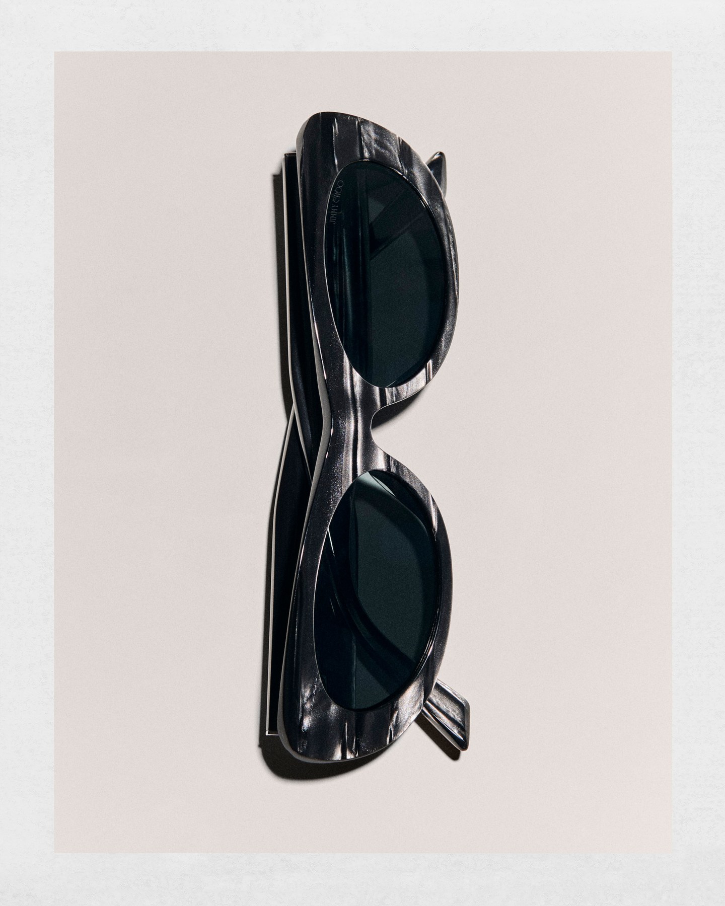 Danny | Black Striped Oval Sunglasses | JIMMY CHOO