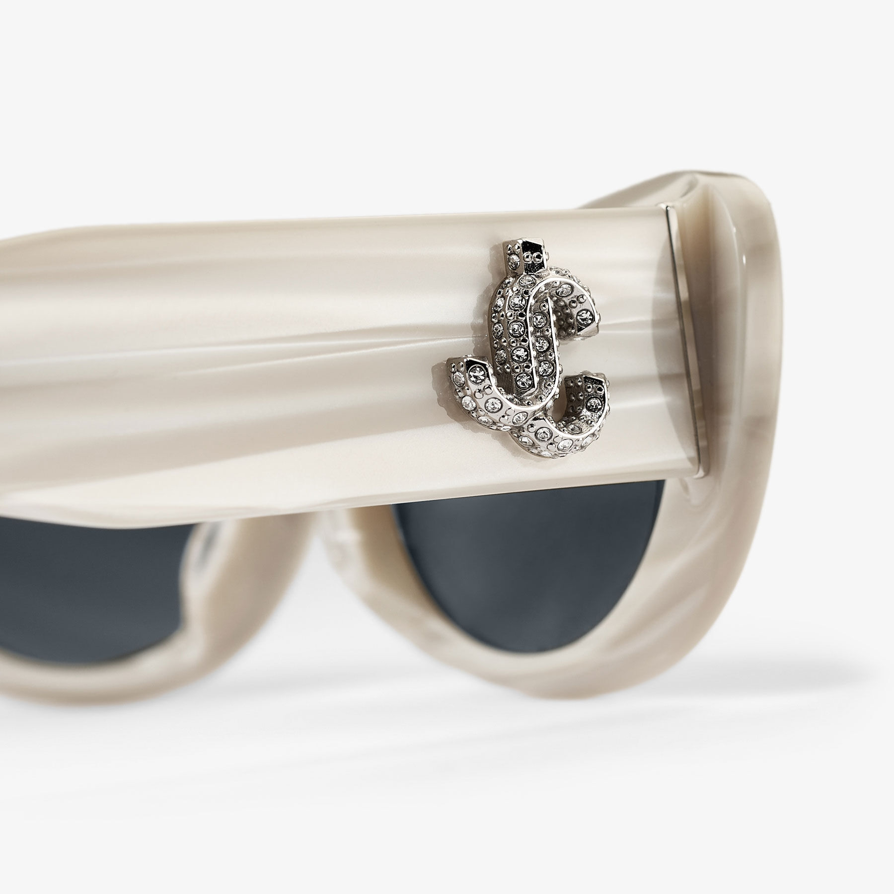 Danny | Black Striped Oval Sunglasses | JIMMY CHOO