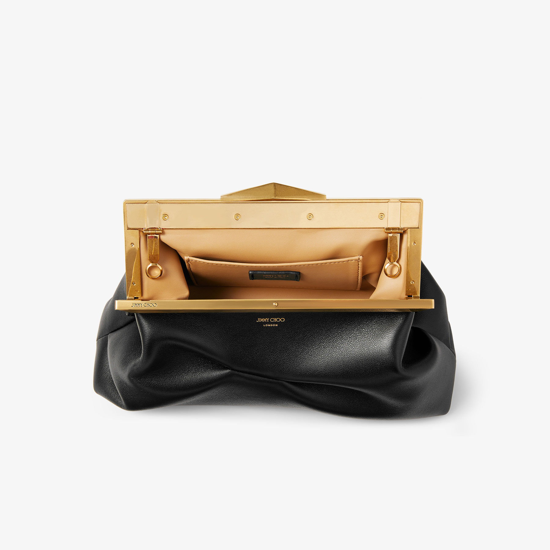 Diamond Frame Clutch/S | Black Calf Leather Clutch | JIMMY CHOO