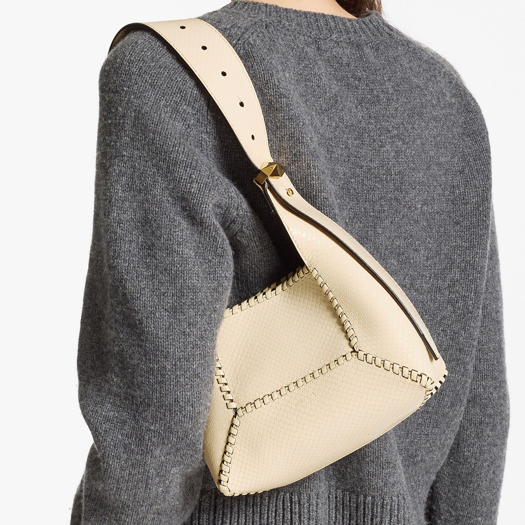 Diamond Hobo S | Buttermilk Elaphe Printed Leather with Biker Leather ...