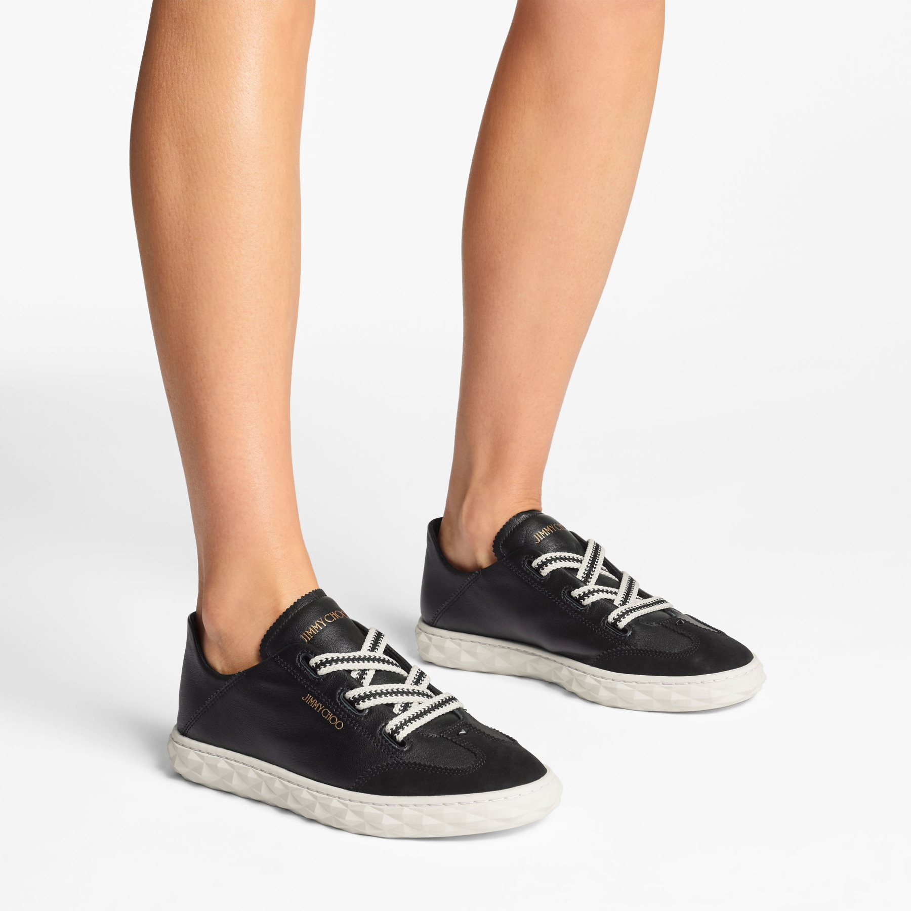 Diamond Light Flex F | Black Leather Trainers | JIMMY CHOO
