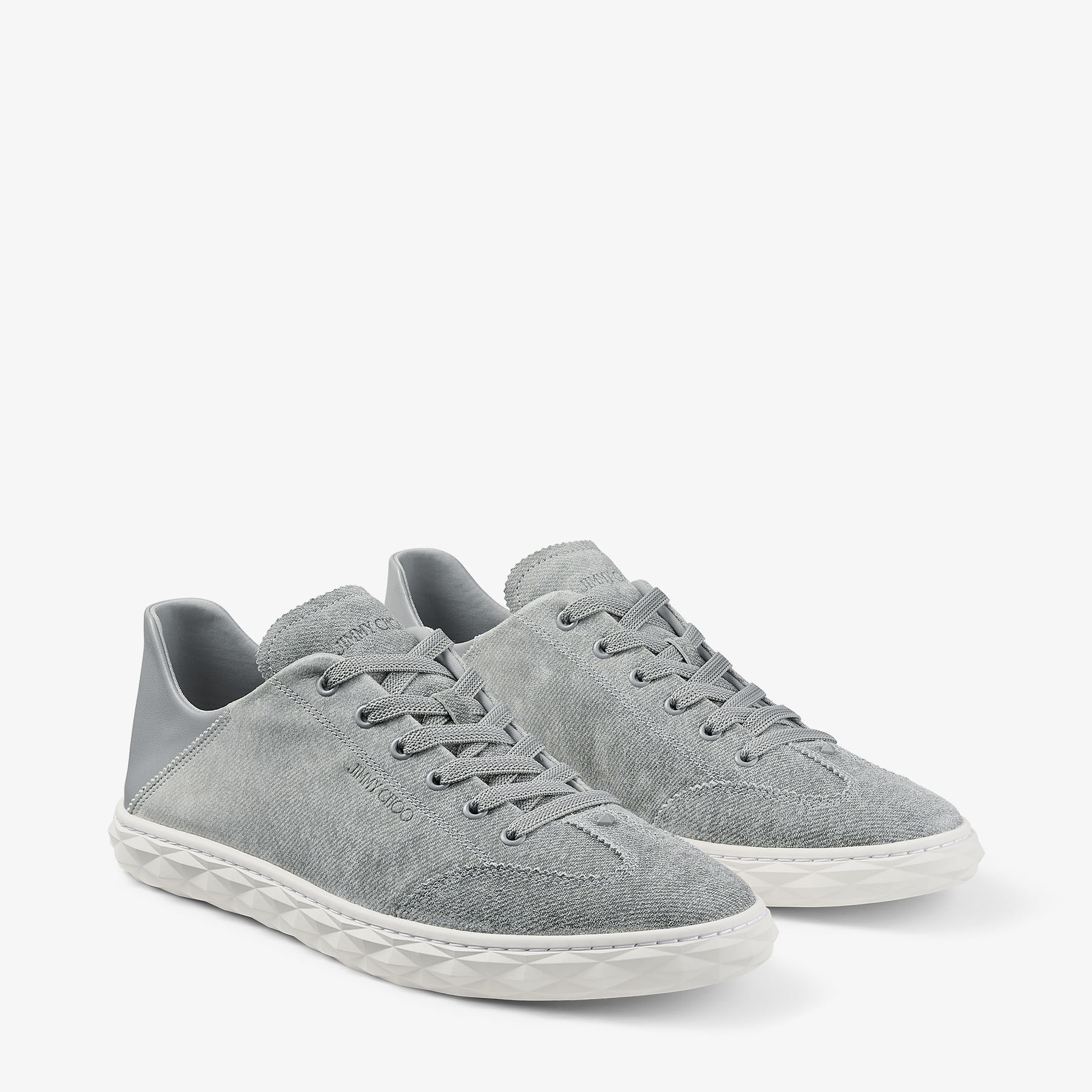 Diamond Light Flex F | Dove Denim Suede Mix Low Top Trainers | JIMMY CHOO