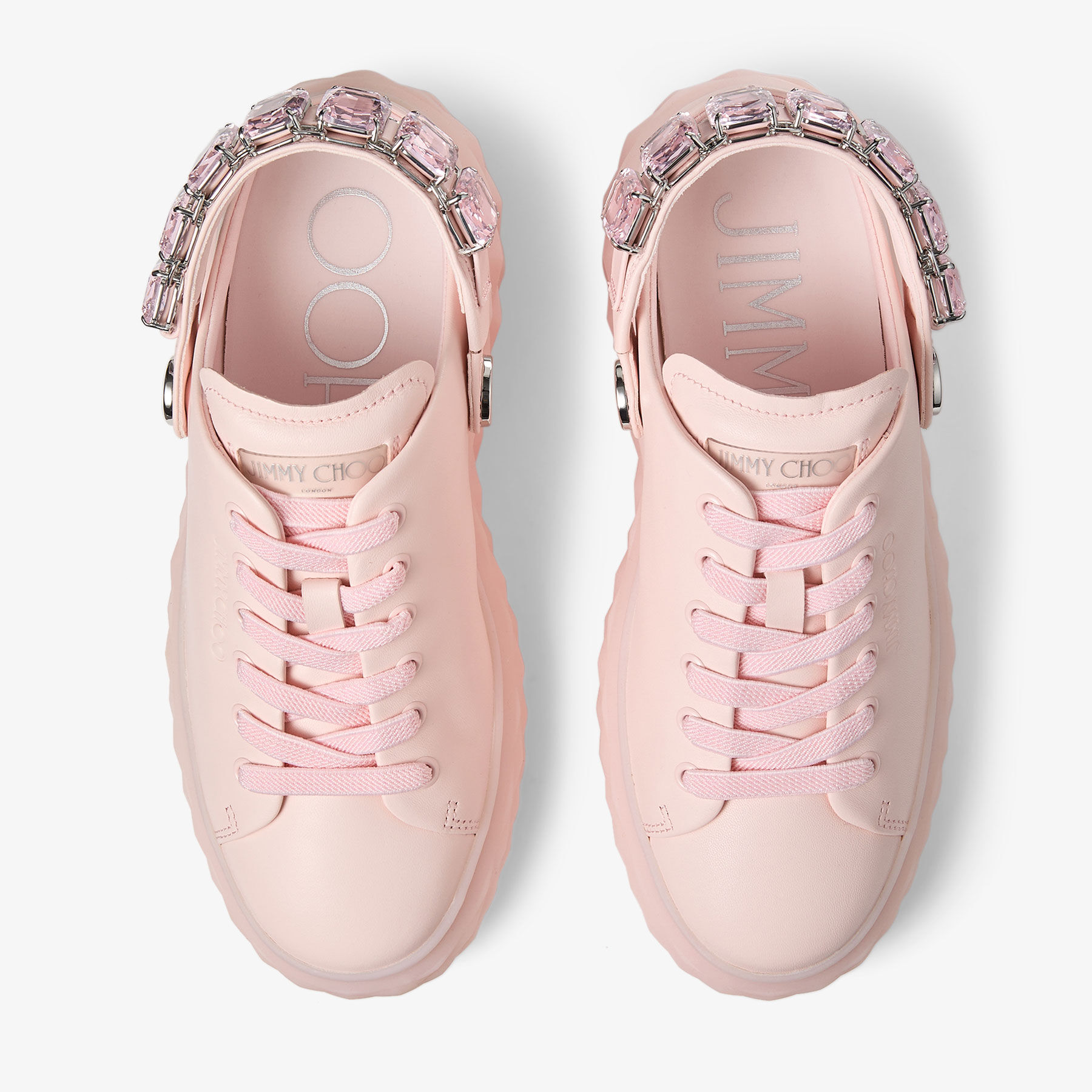 Diamond Maxi/Crystal |Pink Nappa Leather Slipper Trainers | JIMMY CHOO