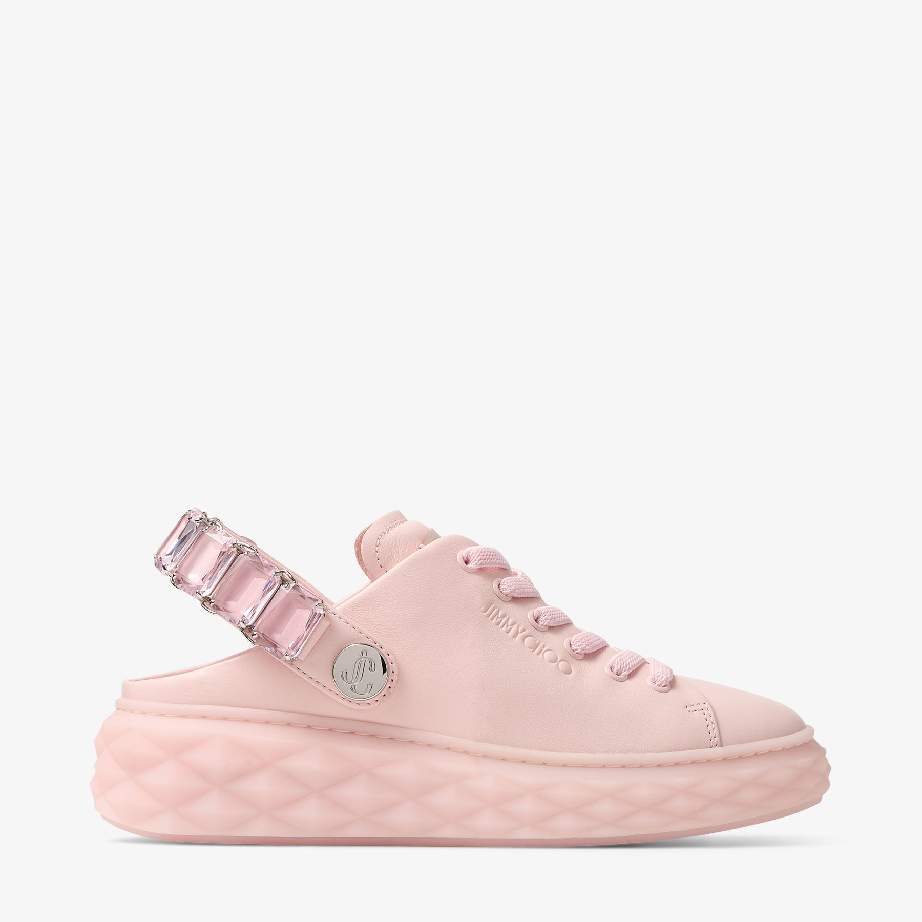 Diamond Maxi/Crystal |Pink Nappa Leather Slipper Trainers | JIMMY CHOO