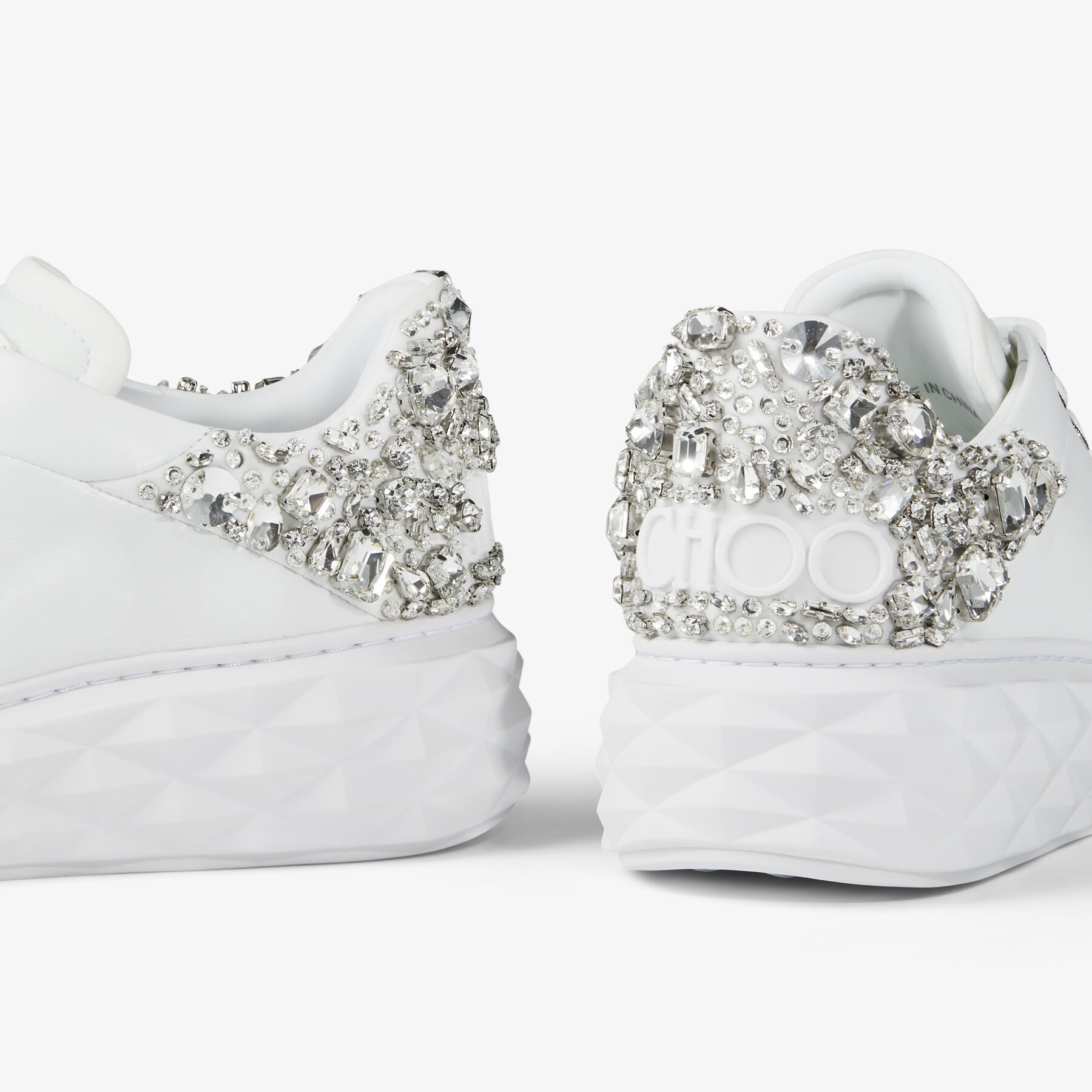 Diamond Maxi/F Ii | White and Silver Nappa Leather Trainers with Crystals | New Collection ...