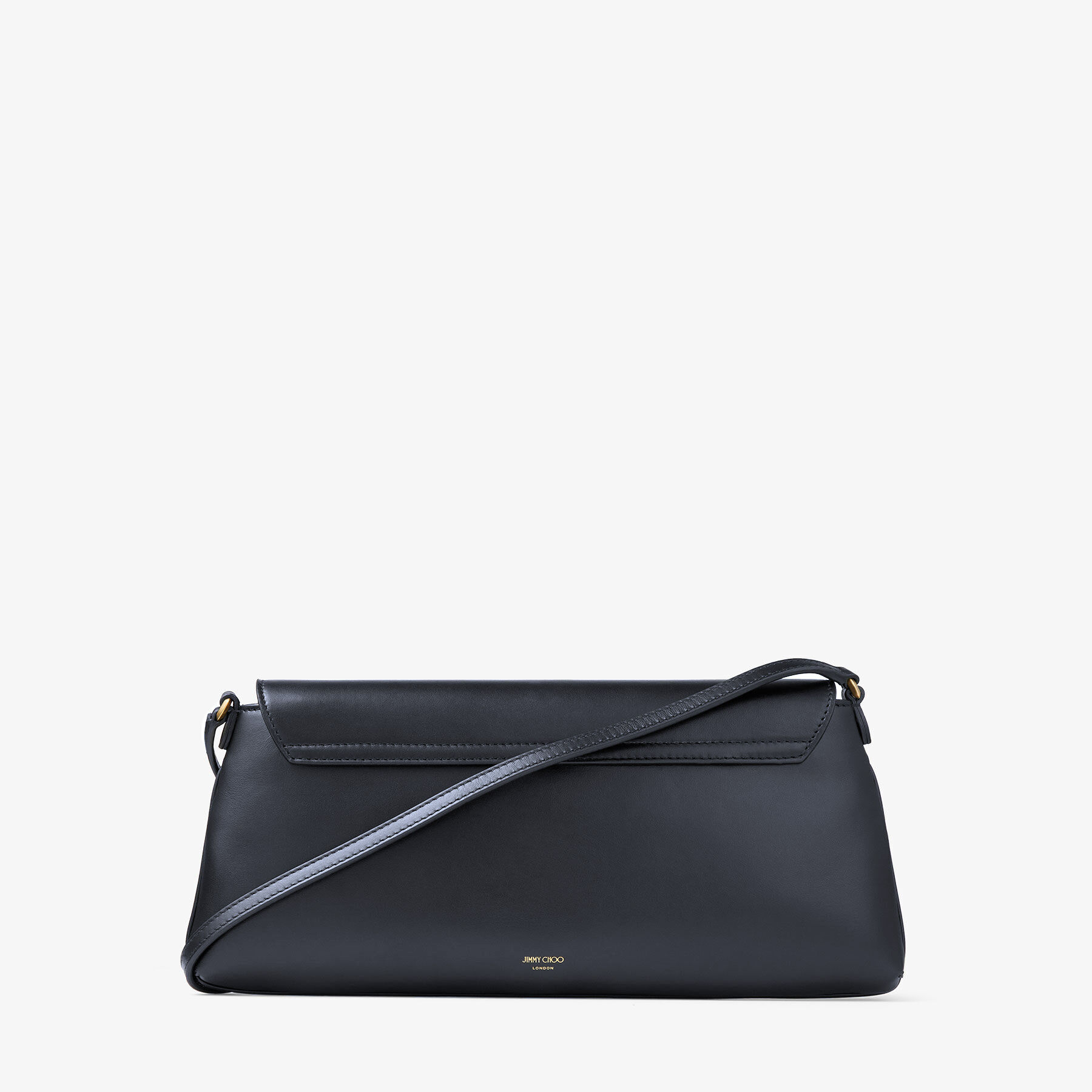 Diamond Shoulder East-West | Navy Shiny Calf Leather Shoulder Bag with ...