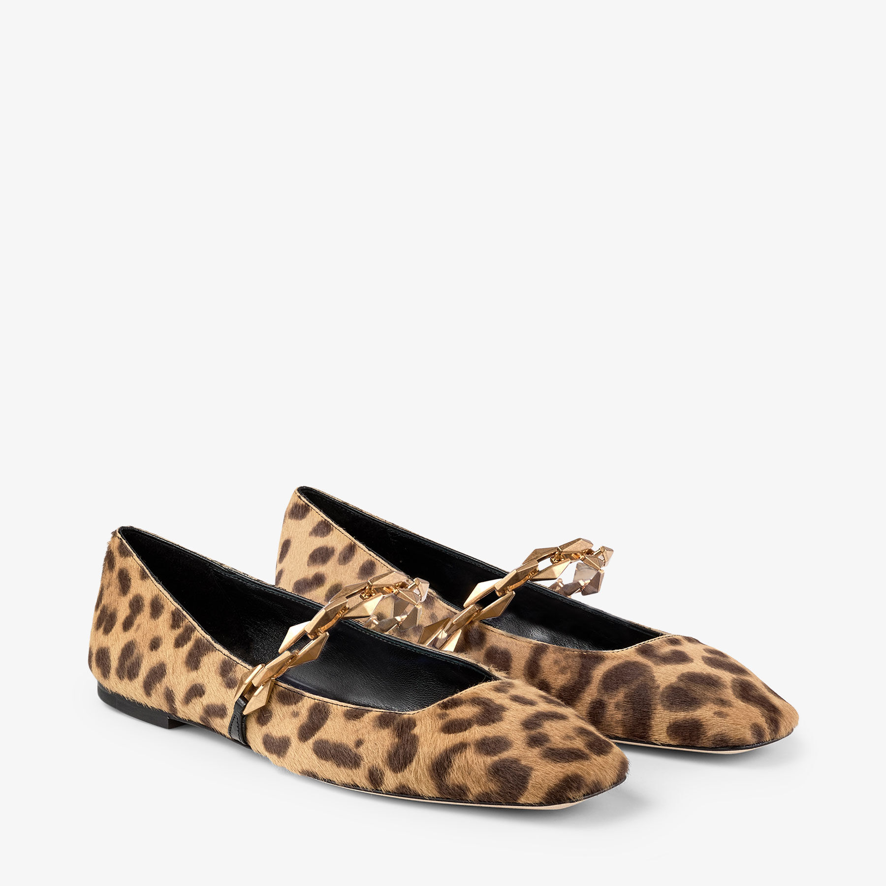 Diamond Tilda Flats | Natural Leopard Print Pony Flats | JIMMY CHOO