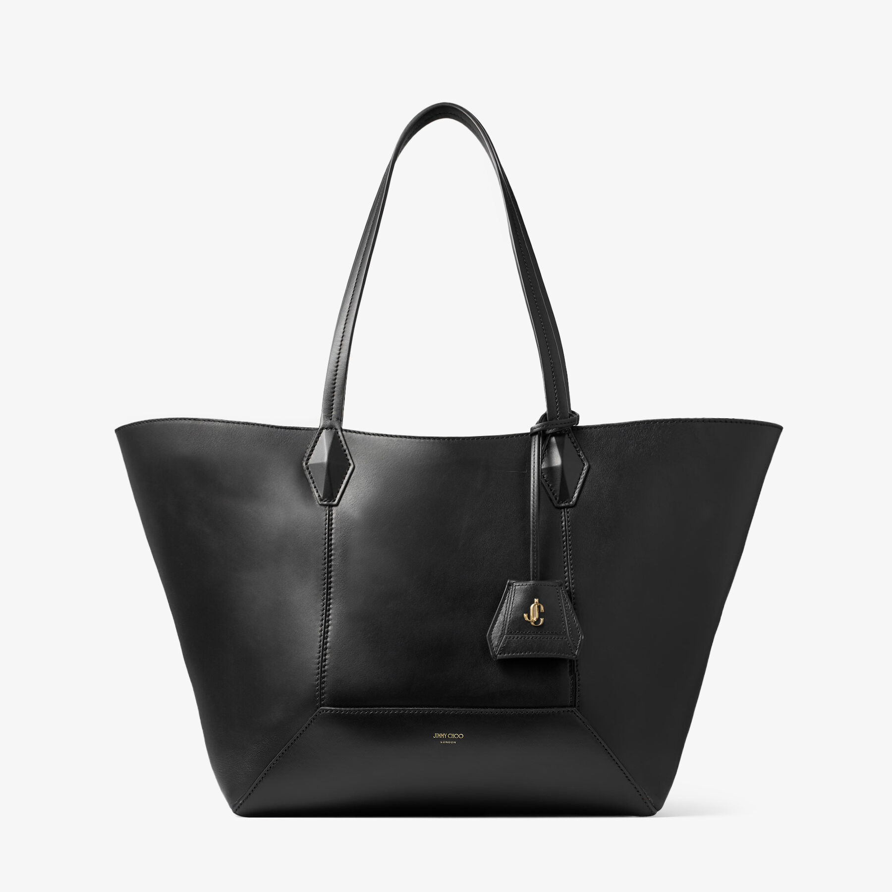 Diamond Tote M | Black Calf Leather Tote Bag | JIMMY CHOO