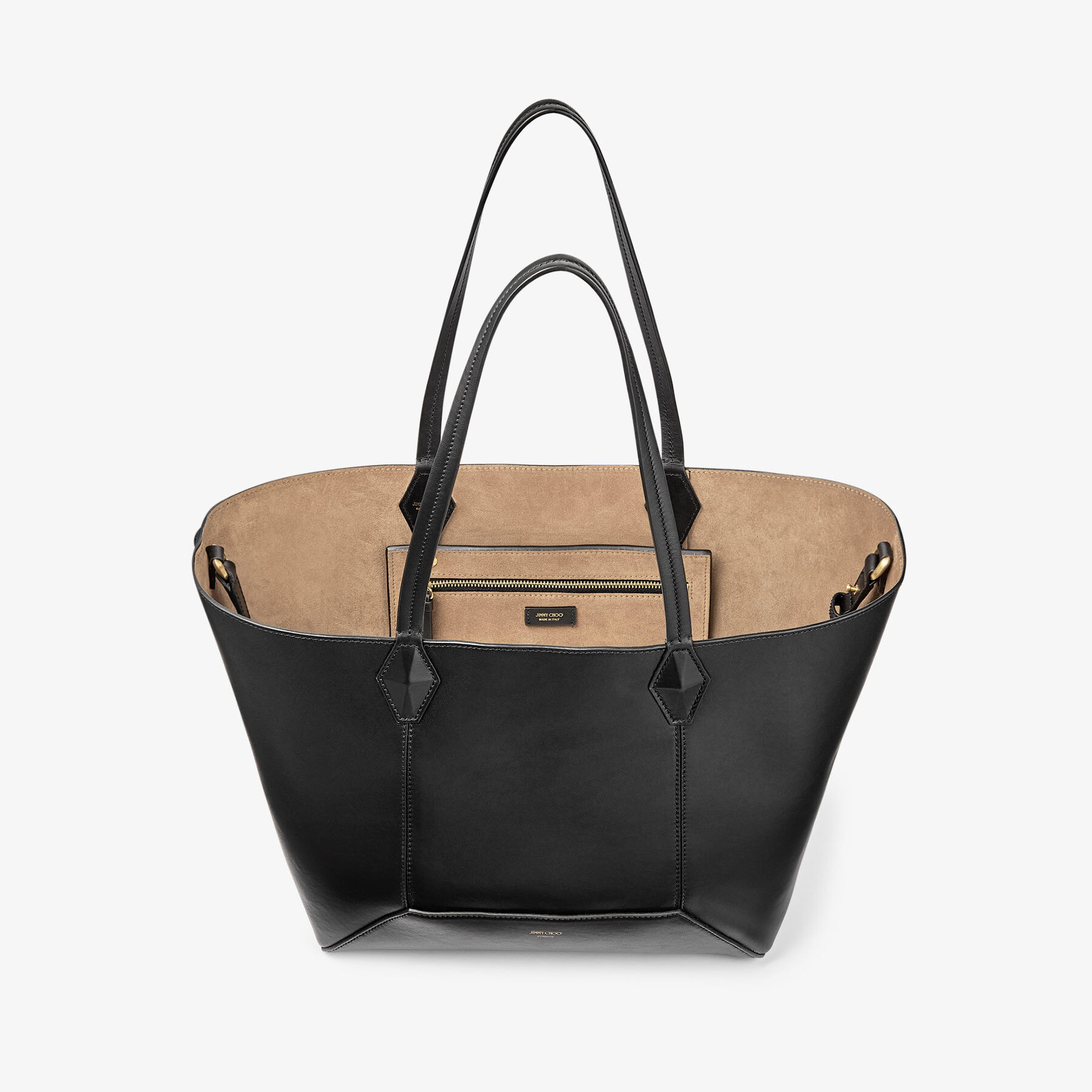 Diamond Tote M | Black Calf Leather Tote Bag | JIMMY CHOO