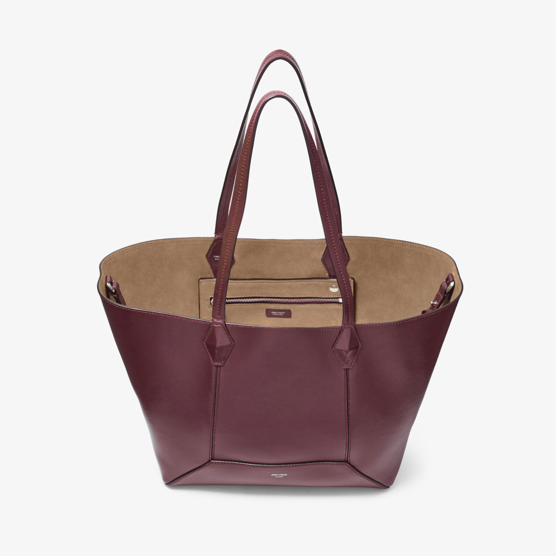Diamond Tote/M | Garnet Calf Leather Tote Bag | JIMMY CHOO