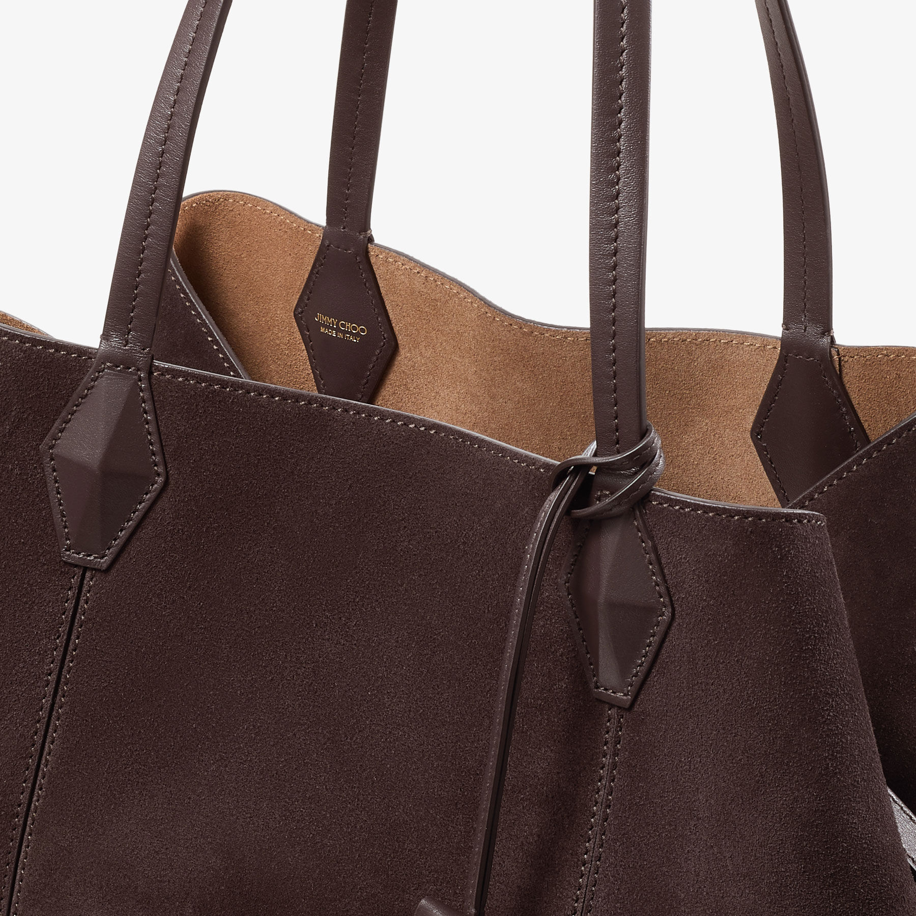 Diamond Tote/M | Coffee Suede Tote Bag | JIMMY CHOO