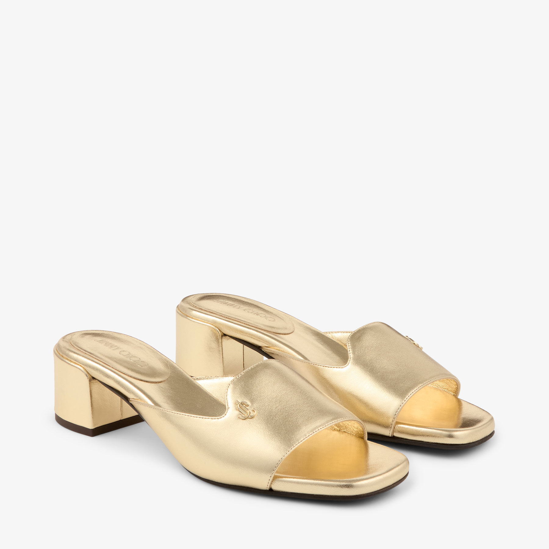 Dina 45 | Gold Metallic Leather Mule Sandals | JIMMY CHOO