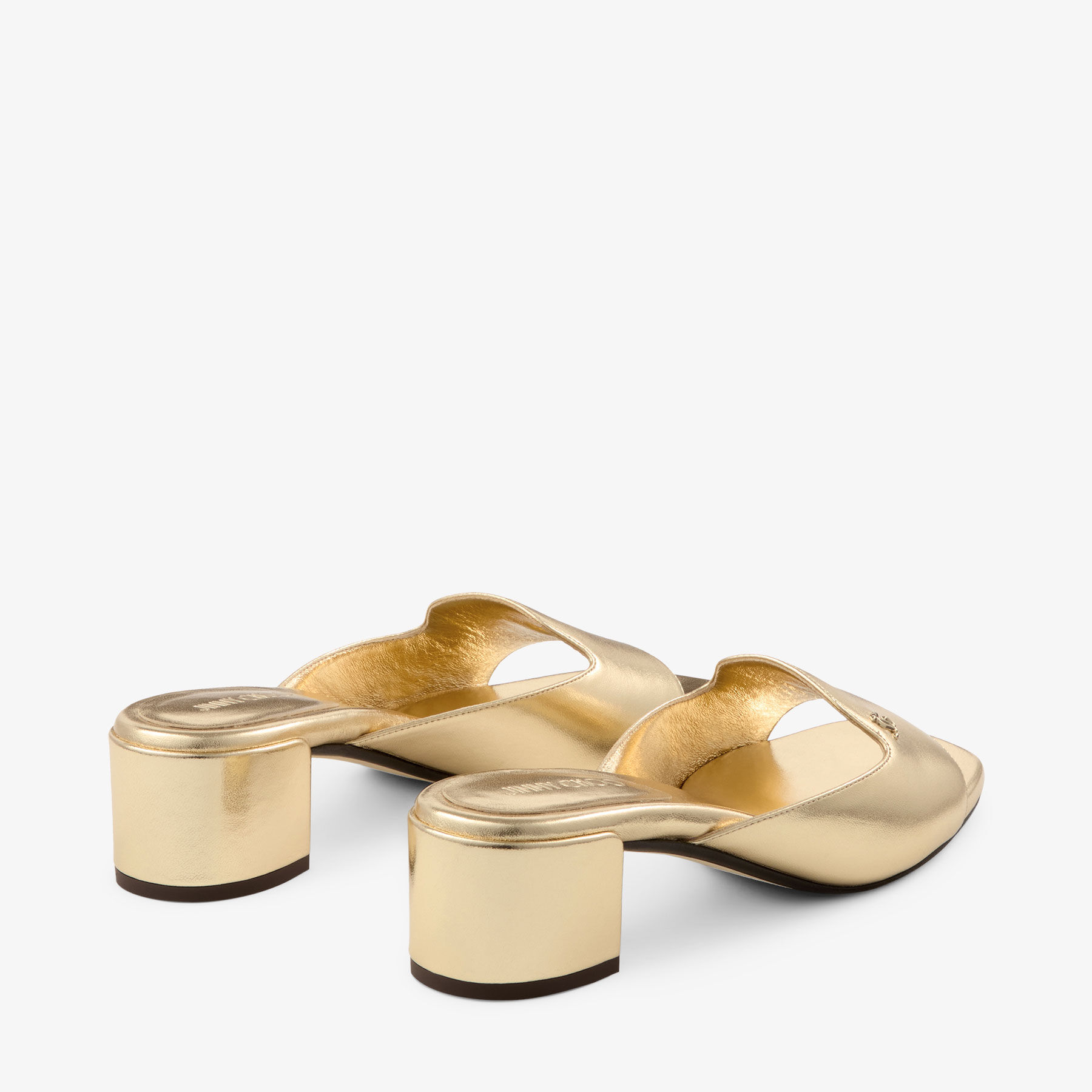 Dina 45 | Gold Metallic Leather Mule Sandals | JIMMY CHOO