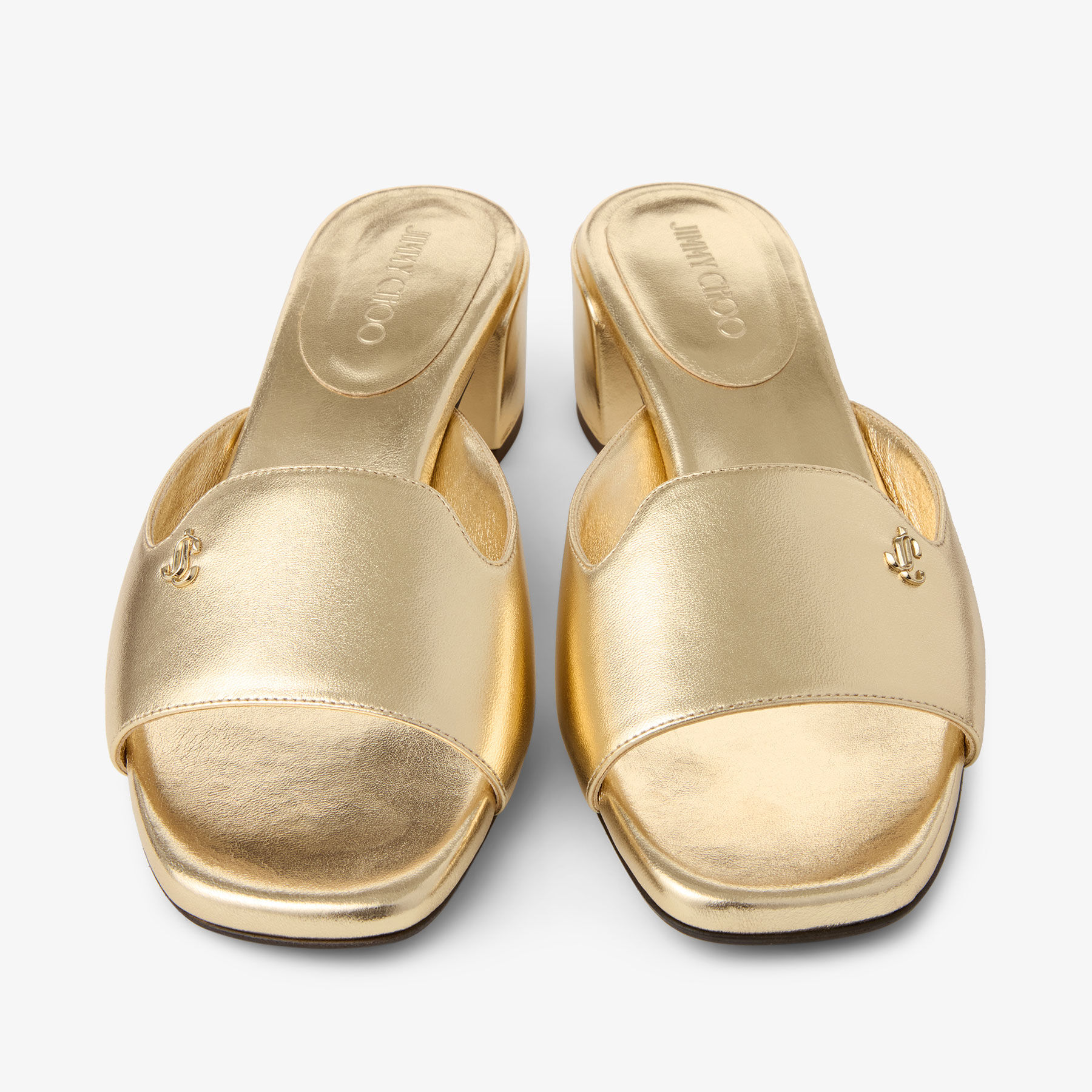 Dina 45 | Gold Metallic Leather Mule Sandals | JIMMY CHOO