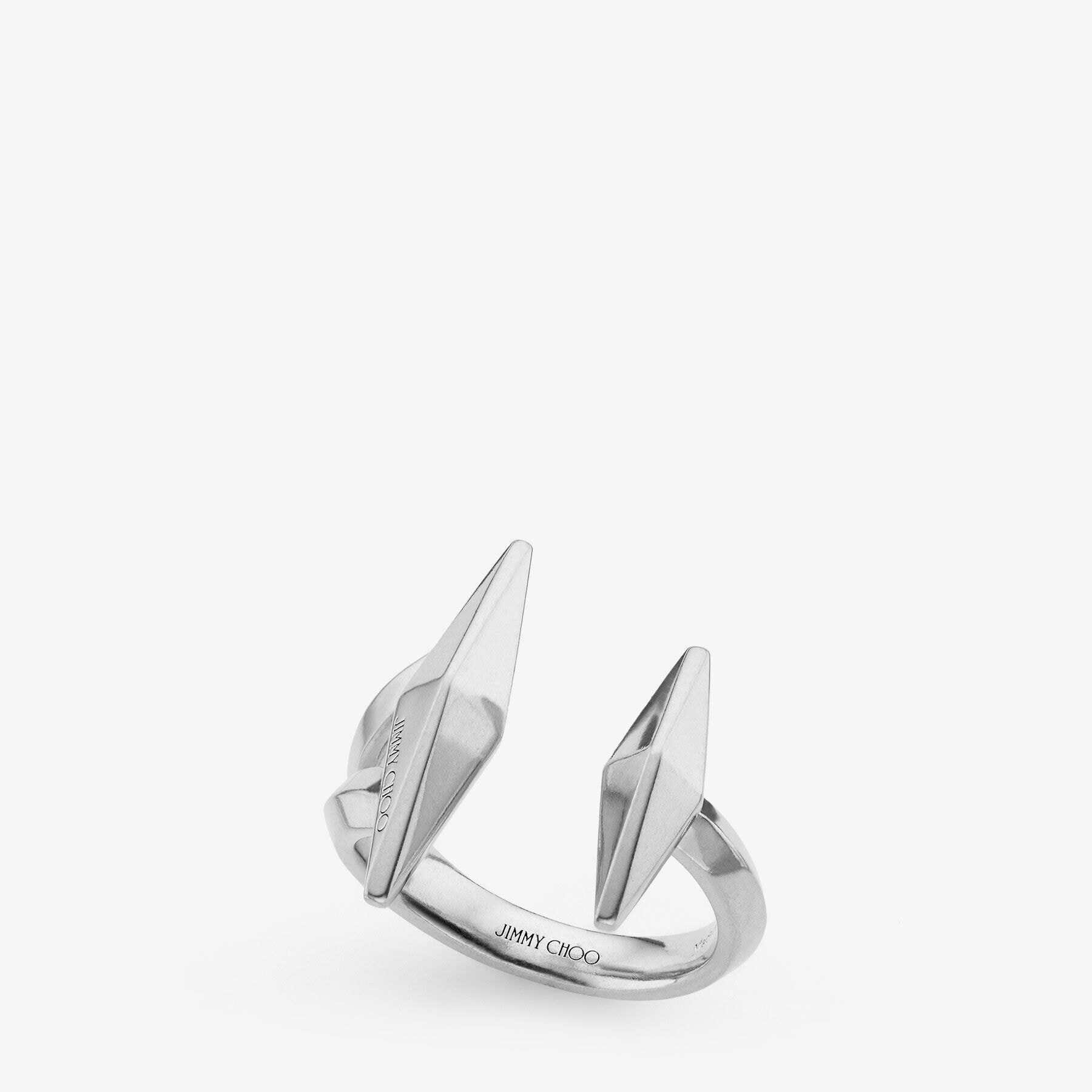 Double Diamond Ring | Silver Finish Rings | JIMMY CHOO