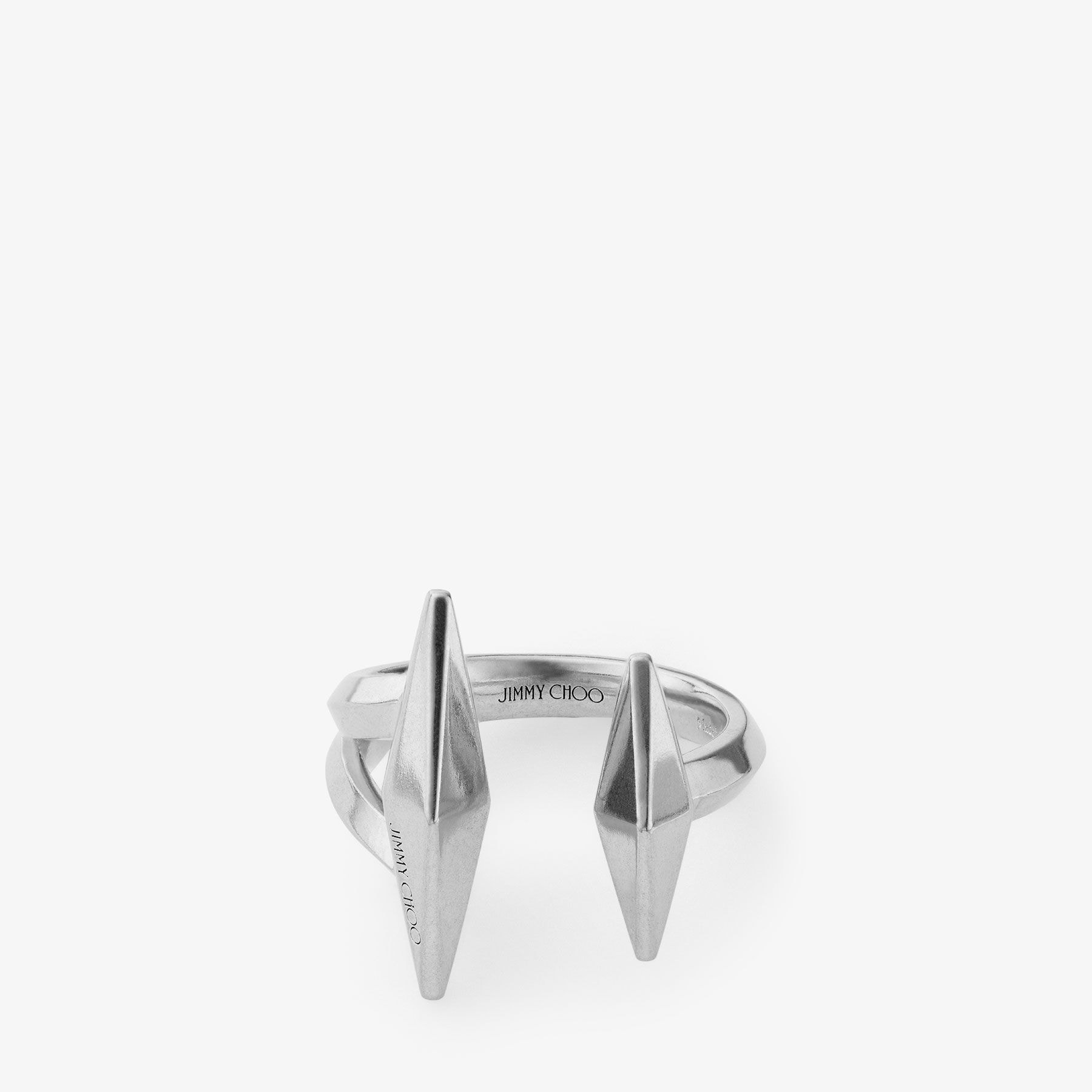 Double Diamond Ring | Silver Finish Rings | JIMMY CHOO