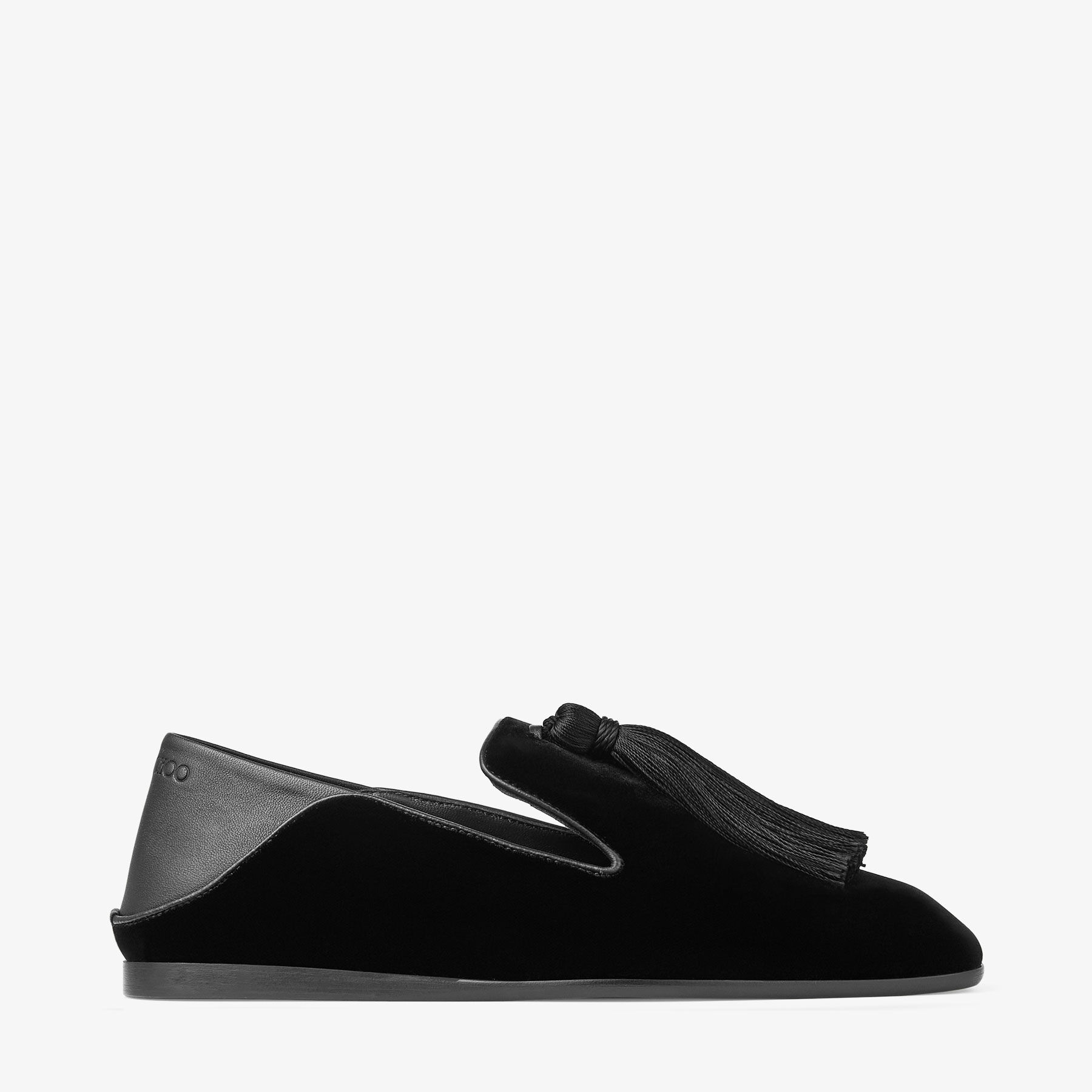 Eliot Slipper F | Black Velvet Slippers with Tassel | JIMMY CHOO