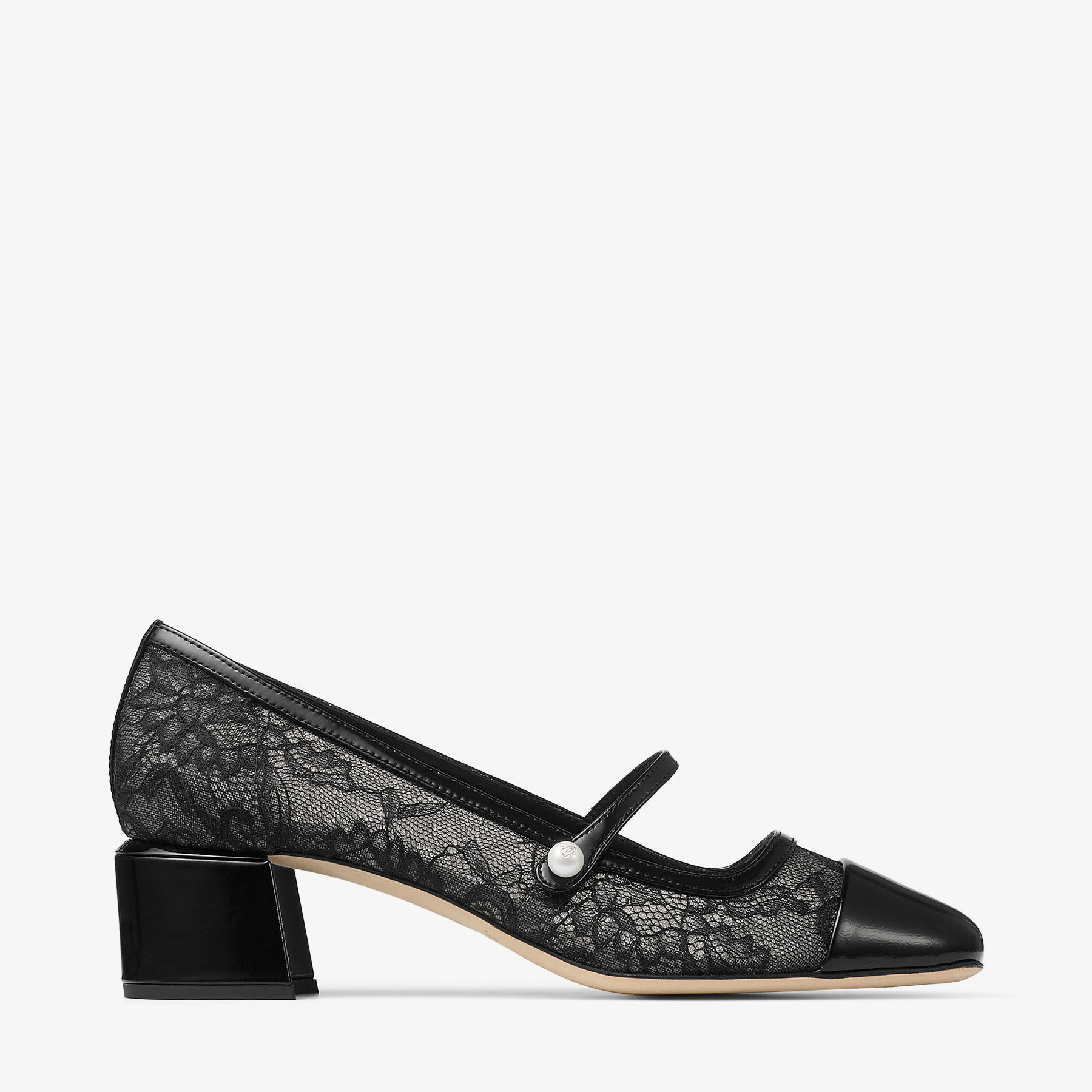 Elisa 45 | Black Spazzolato and Jimmy Choo Lace Pumps | JIMMY CHOO