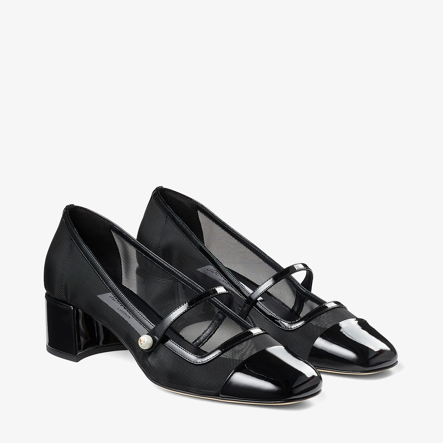 Elisa 45 | Black Patent and Mesh Pumps | JIMMY CHOO