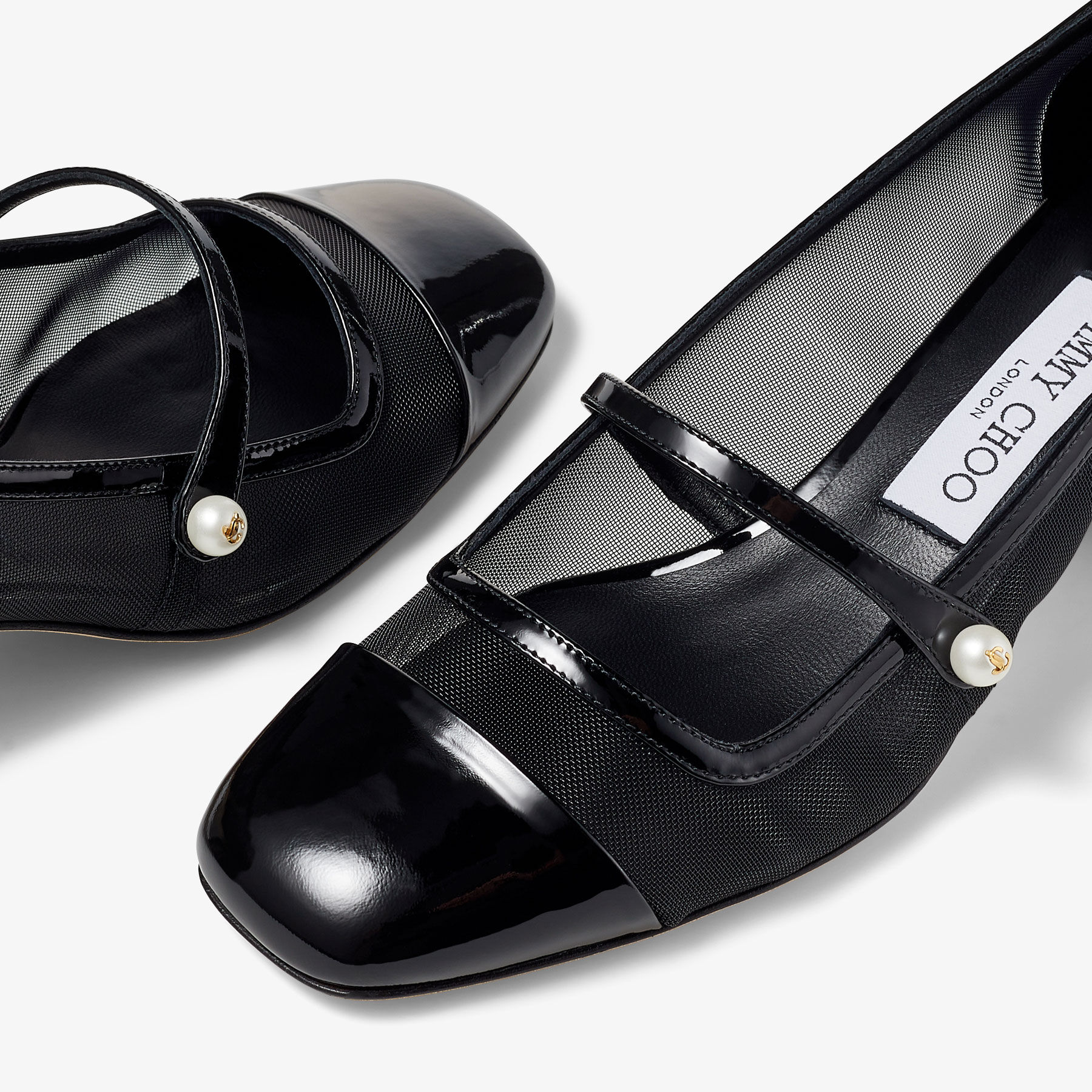 Elisa 45 | Black Patent and Mesh Pumps | JIMMY CHOO