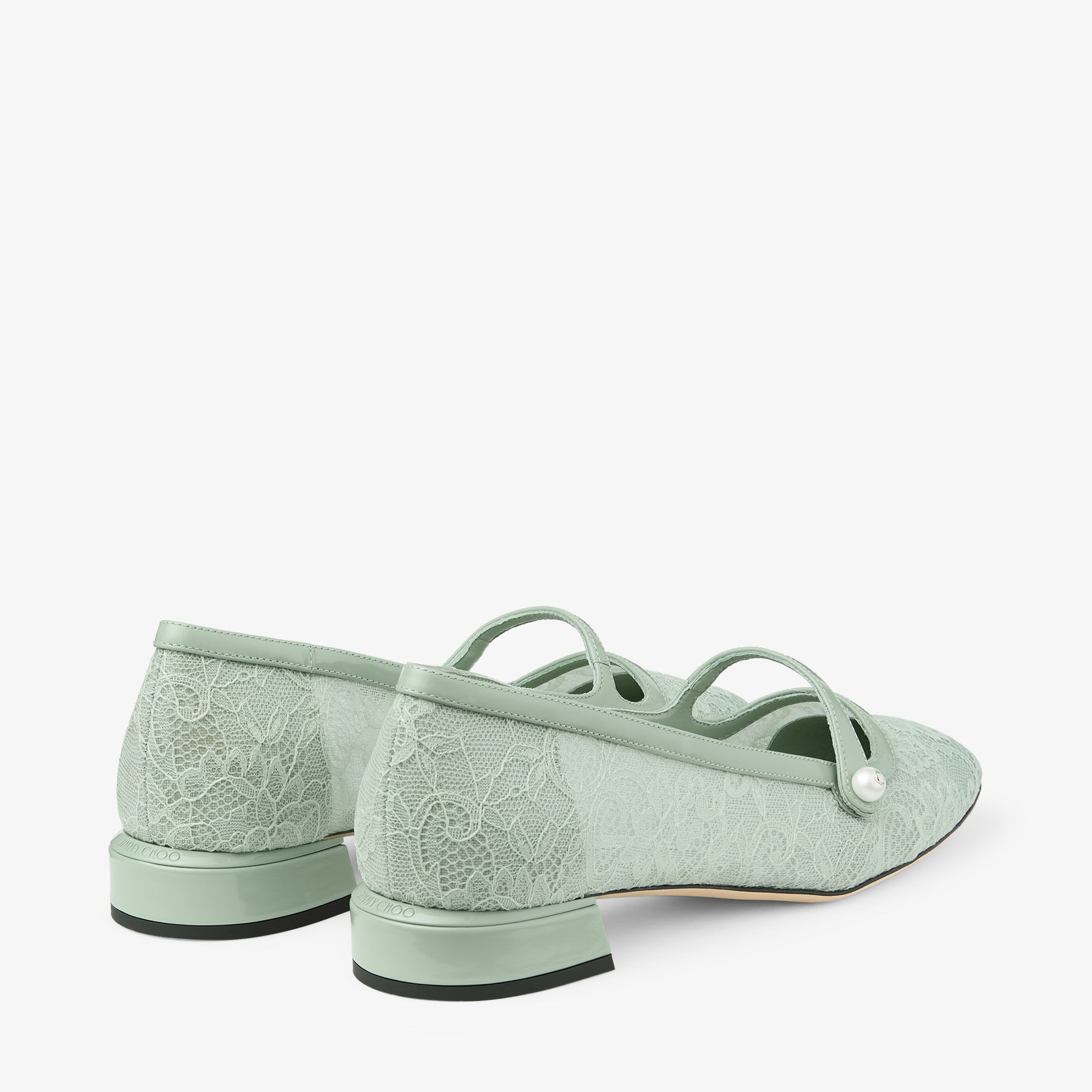 Elisa Ballerina | Verde Jimmy Choo Lace and Spazzolato Ballerina Pumps ...
