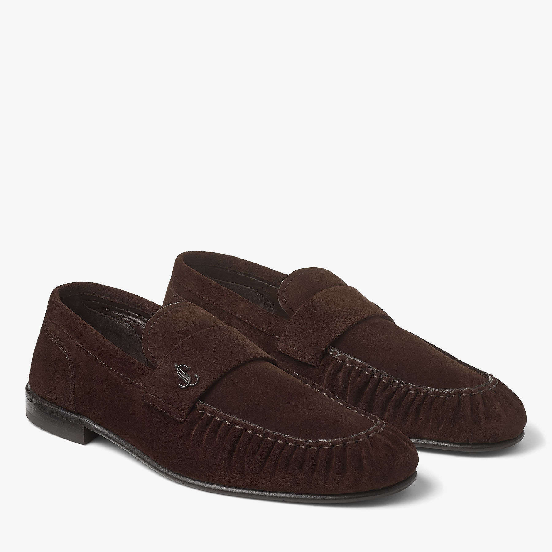 Ellis Loafer M | Chocolate Velvet Suede Loafers | JIMMY CHOO