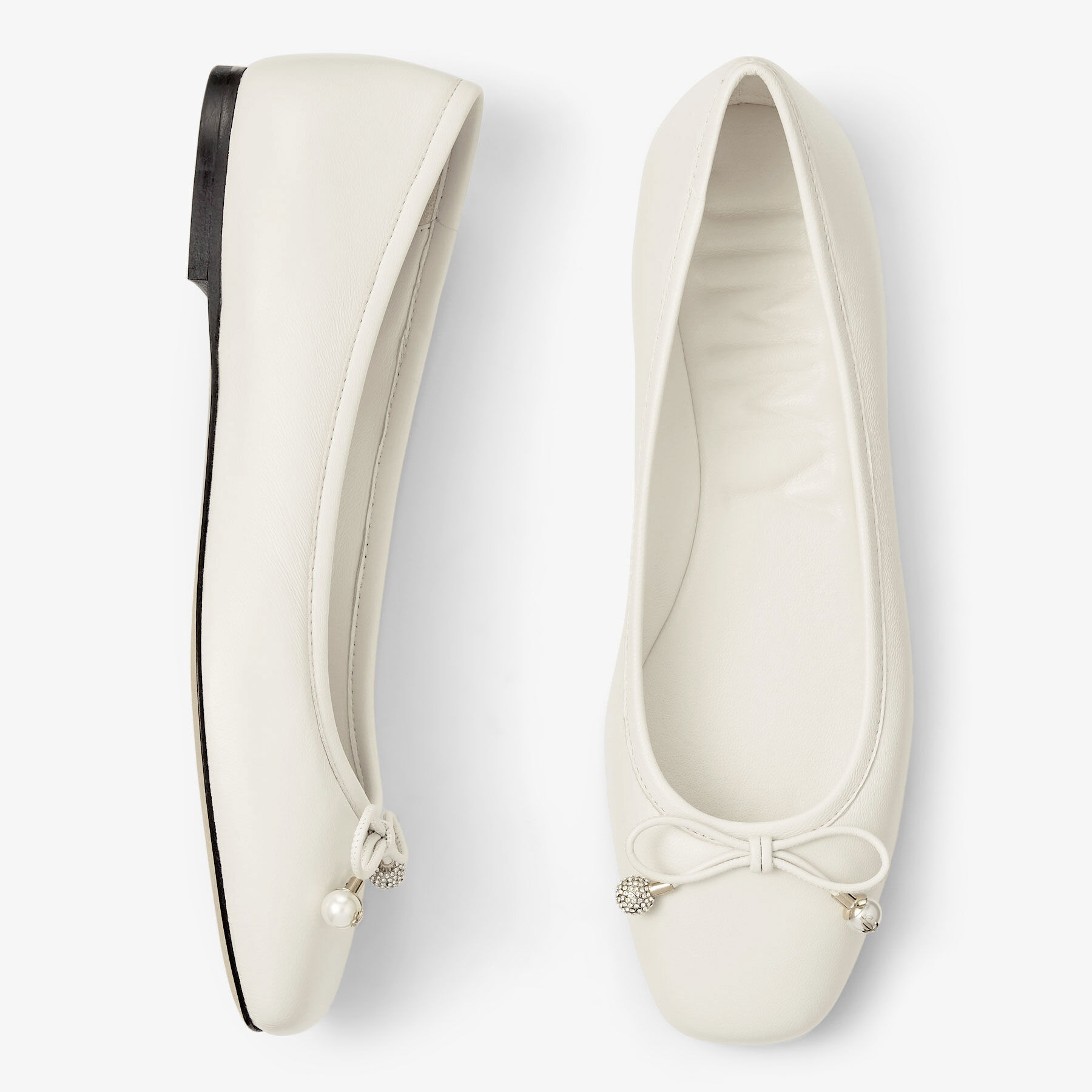 ELME FLAT | Latte Nappa Leather Flats with Pearl Embellishment | Summer ...