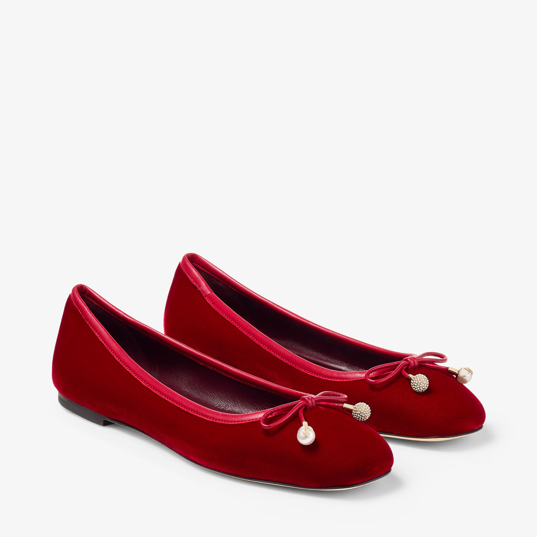 Elme Flat | Ruby Red Velvet Flats | JIMMY CHOO