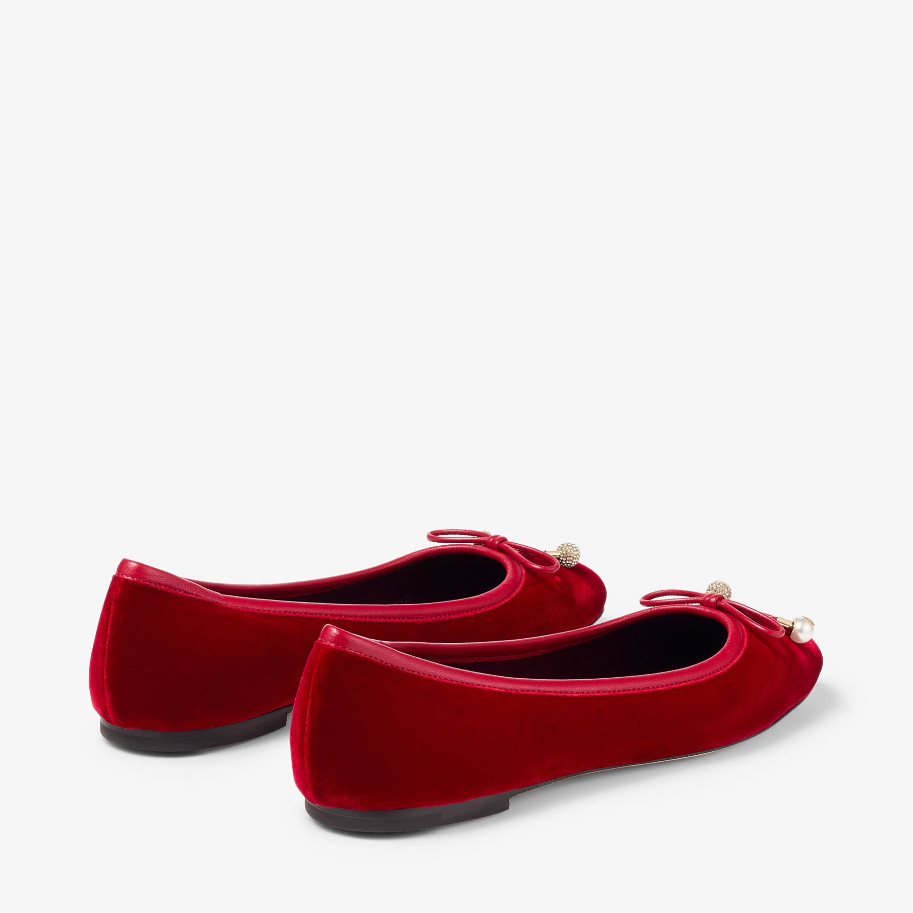 Elme Flat | Ruby Red Velvet Flats | JIMMY CHOO