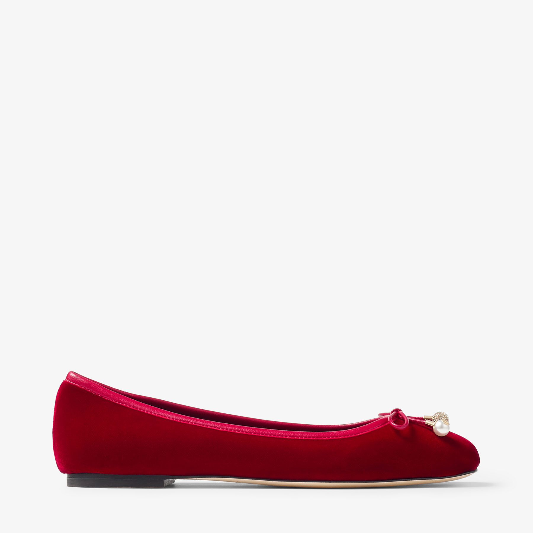 Elme Flat | Ruby Red Velvet Flats | JIMMY CHOO