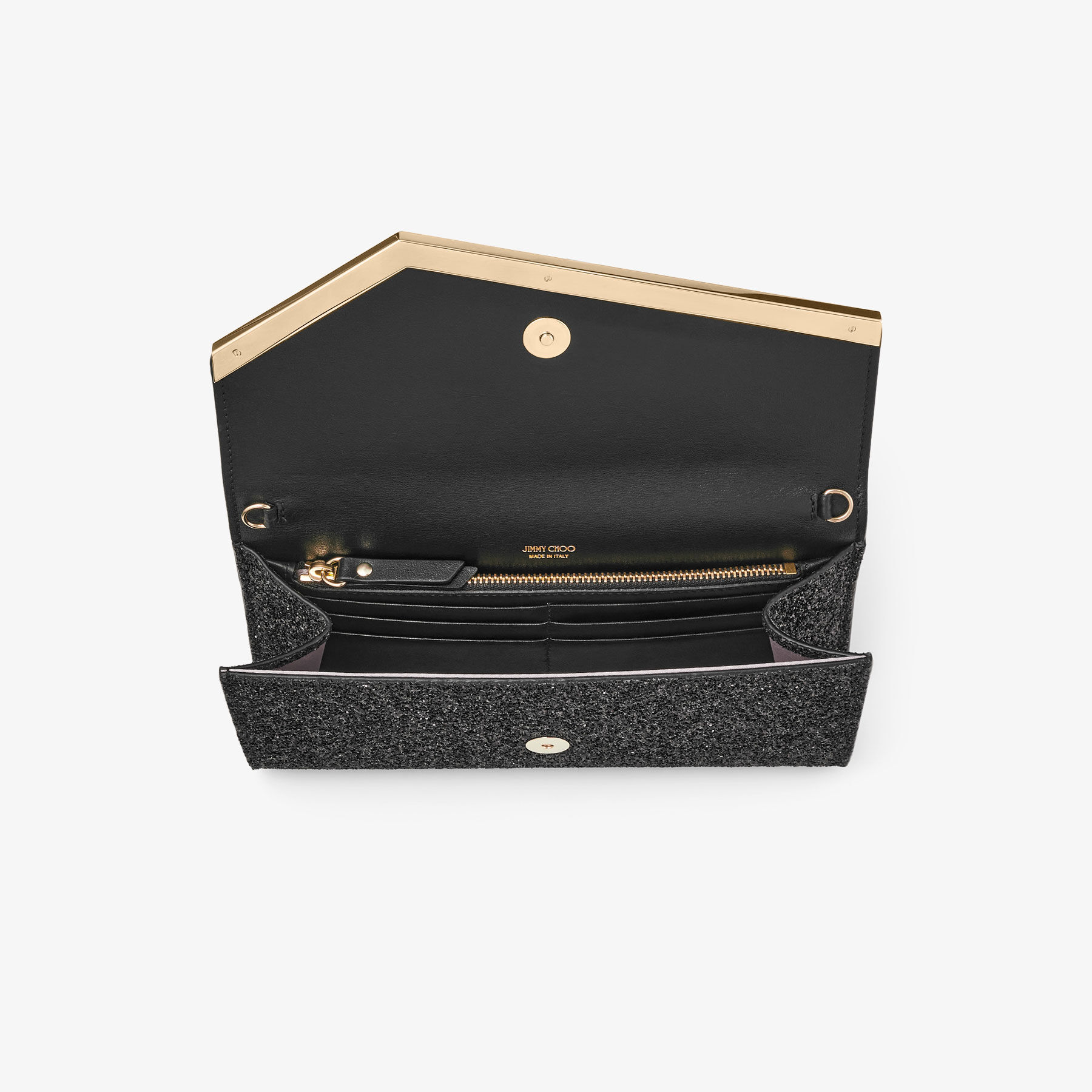 Emmie|Rose/Light Gold Glitter Fabric Mini Bag| JIMMY CHOO