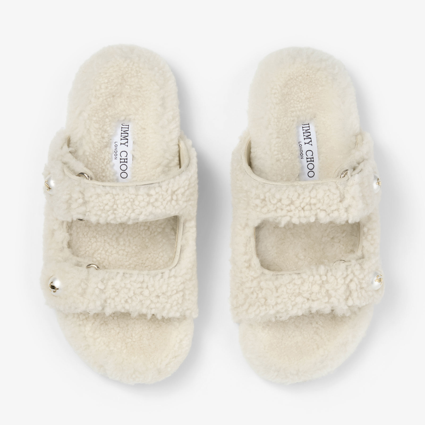 Fayence Sandal | Natural Curly Shearling Sandals | JIMMY CHOO