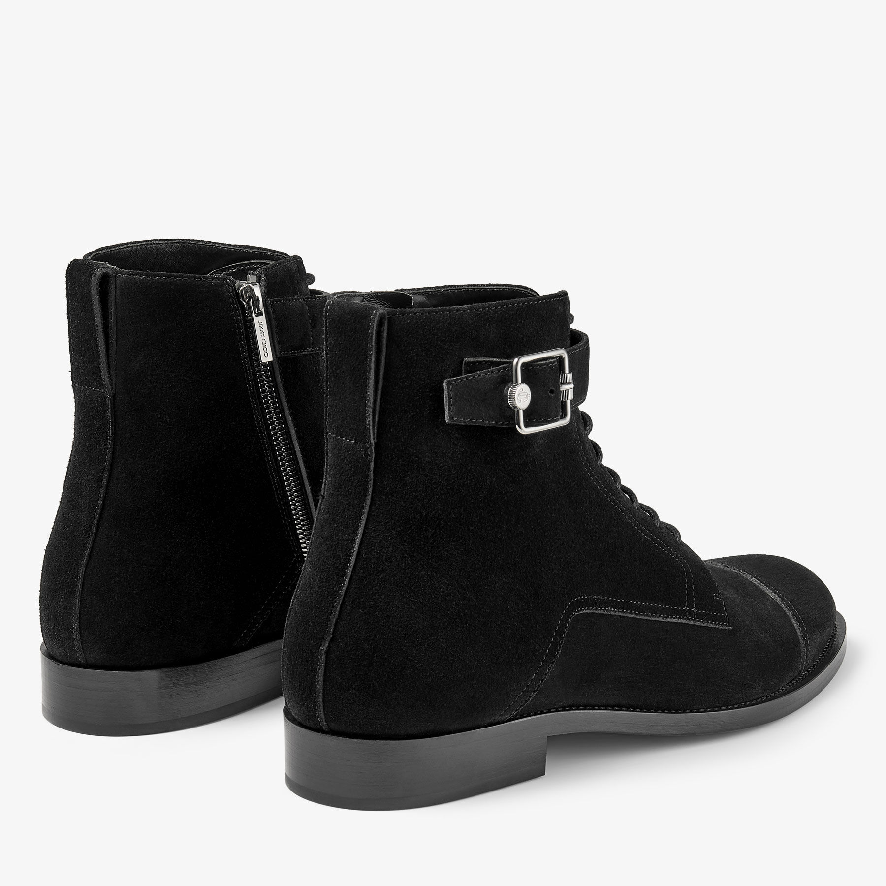 Finnion Lace Up Boot | Black Velvet Suede Boot | JIMMY CHOO