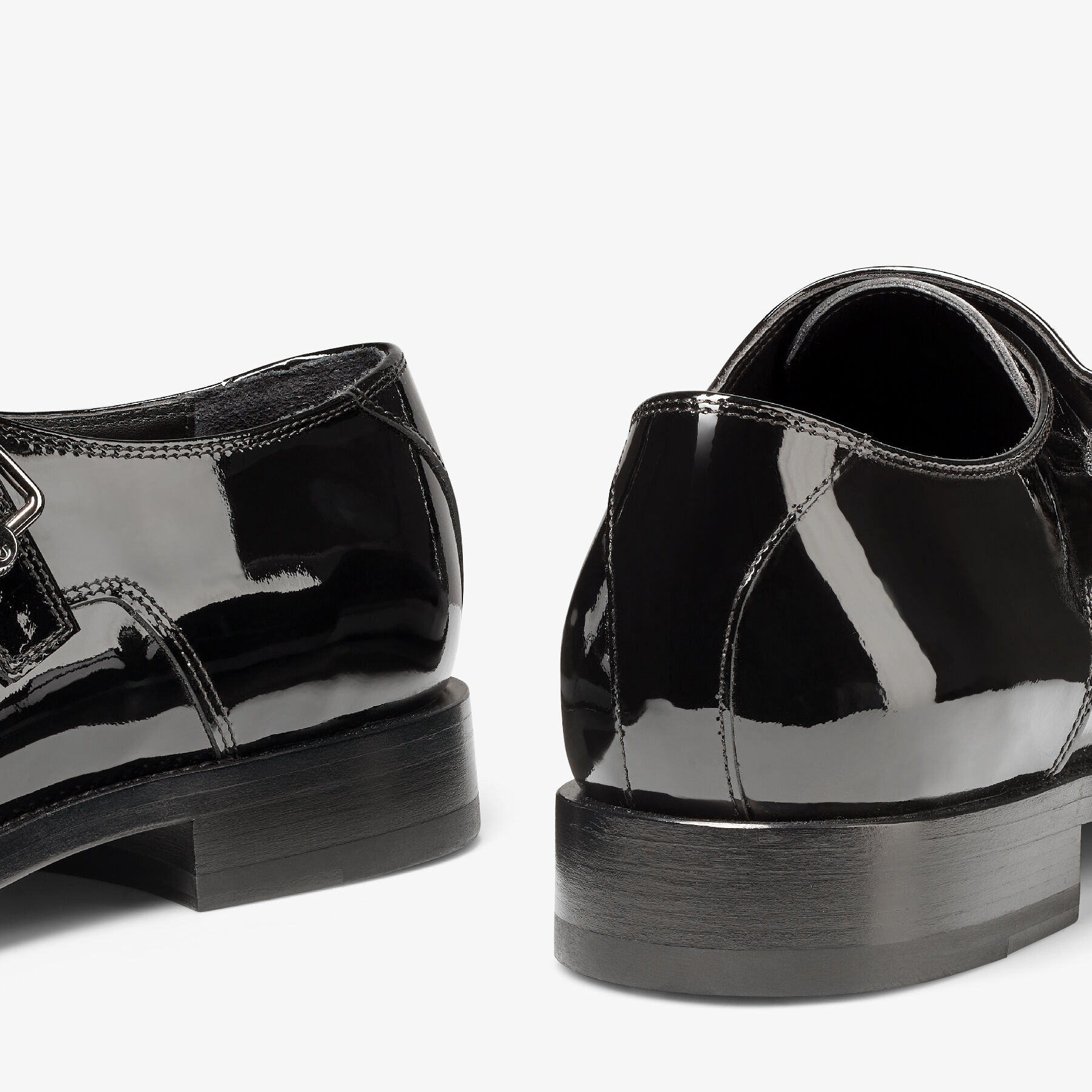 Finnion Monkstrap | Black Patent Leather Monk Strap Shoes with Studs ...
