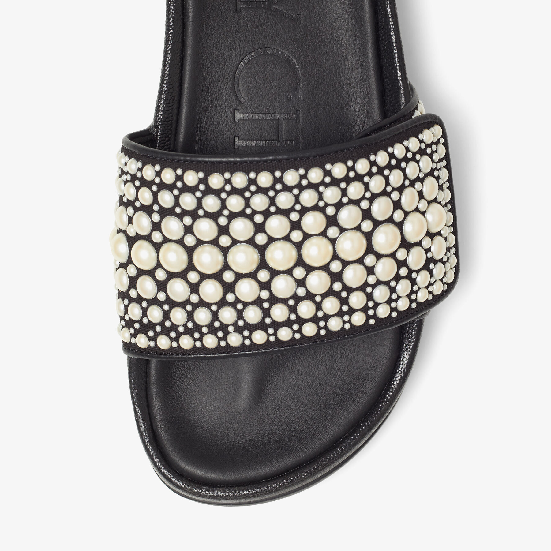 Black Canvas and Leather Slides with Pearls | FITZ/F | High Summer 2021 ...