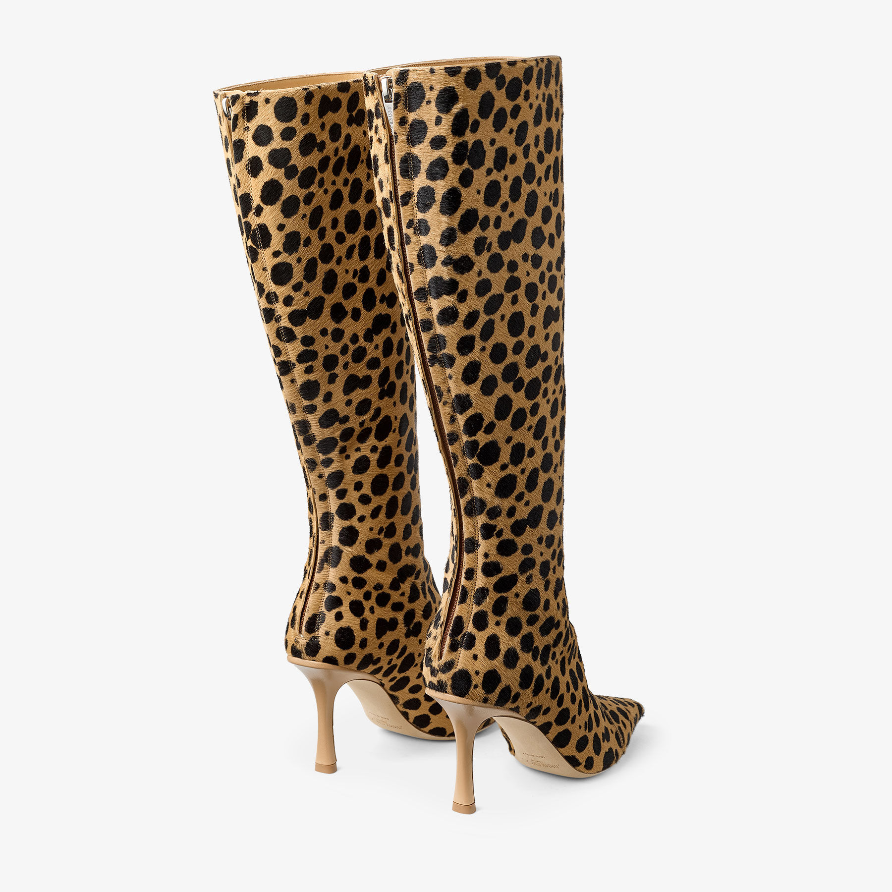 Gloria Knee High Boot 85 | Natural Cheetah Print Pony Leather Knee High ...