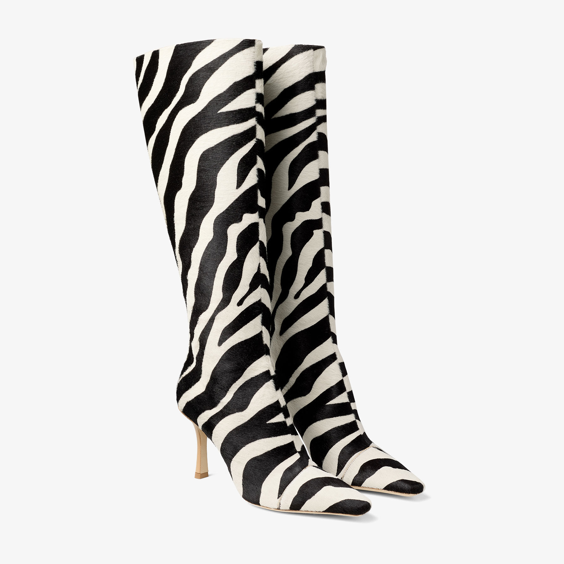 Gloria Knee Hight Boot 85 | Natural Zebra Print Pony Leather Knee High ...
