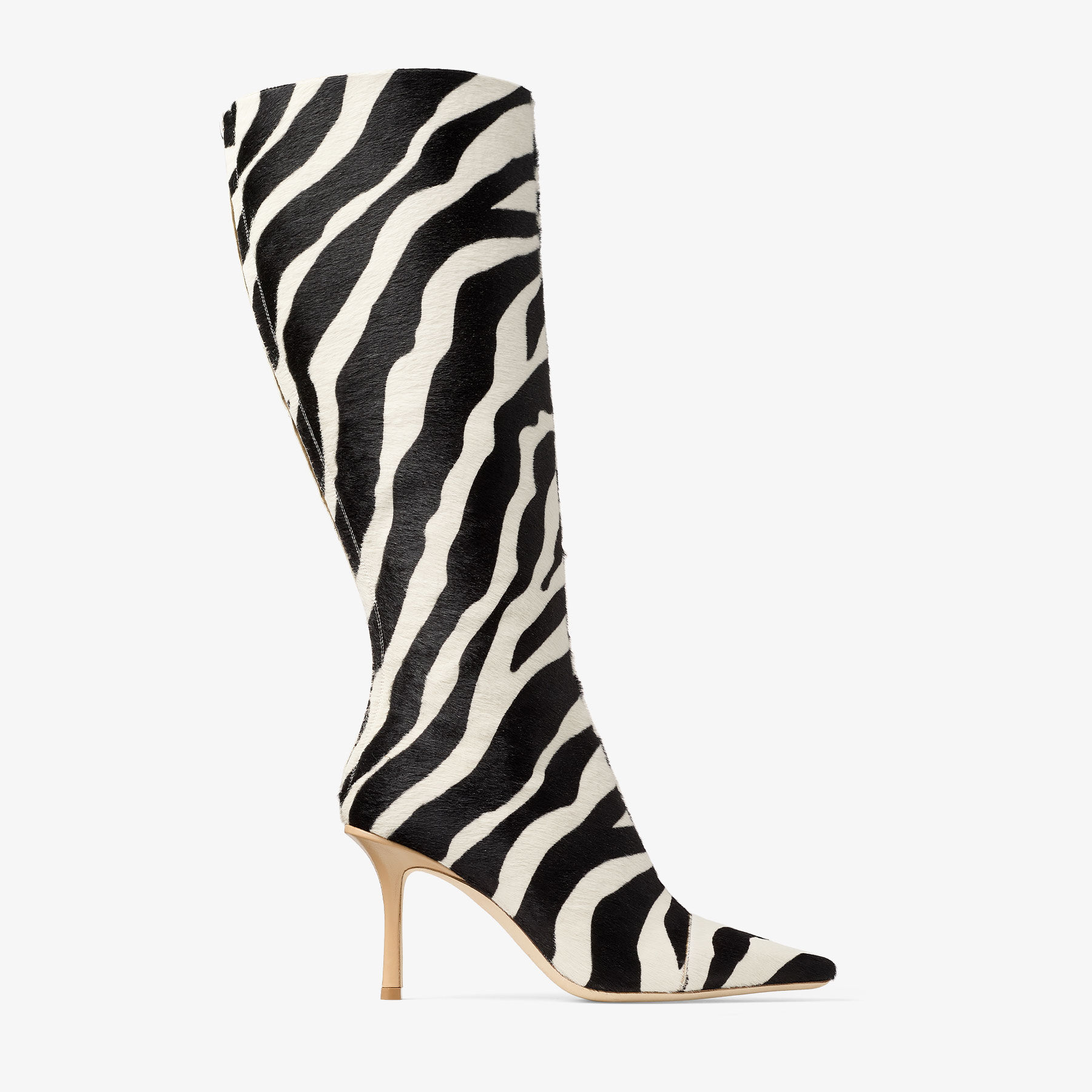 Gloria Knee Hight Boot 85 | Natural Zebra Print Pony Leather Knee High ...