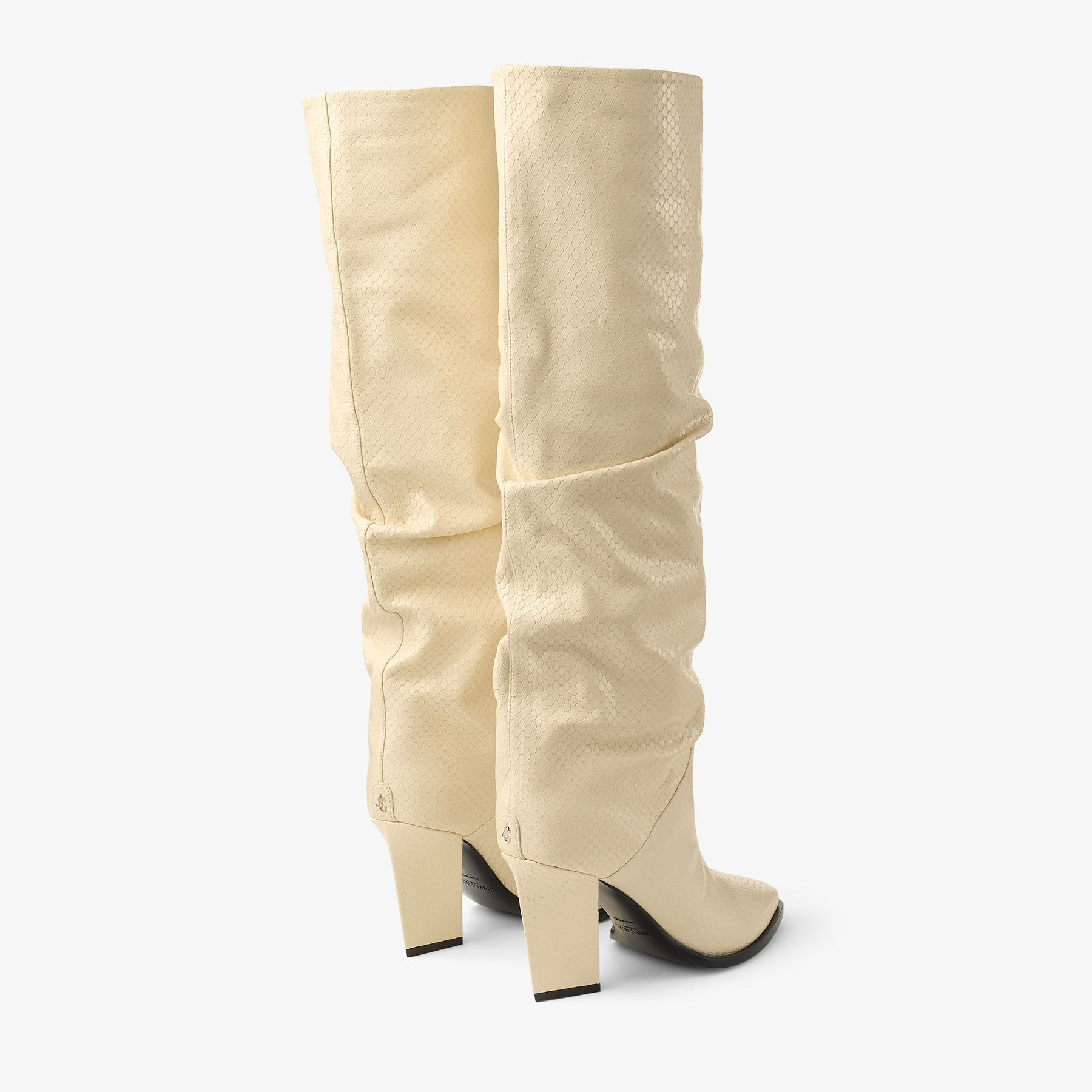 Hart Knee Boot 85 | Buttermilk Elaphe Printed Leather Over The Knee ...