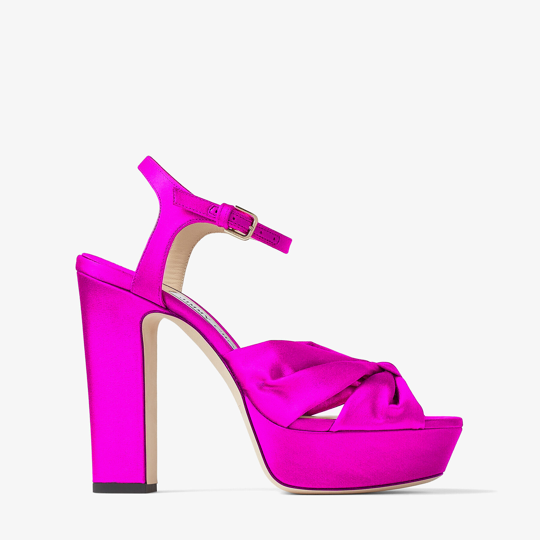 Heloise 120 | Fuchsia Satin Platform Sandal | JIMMY CHOO US