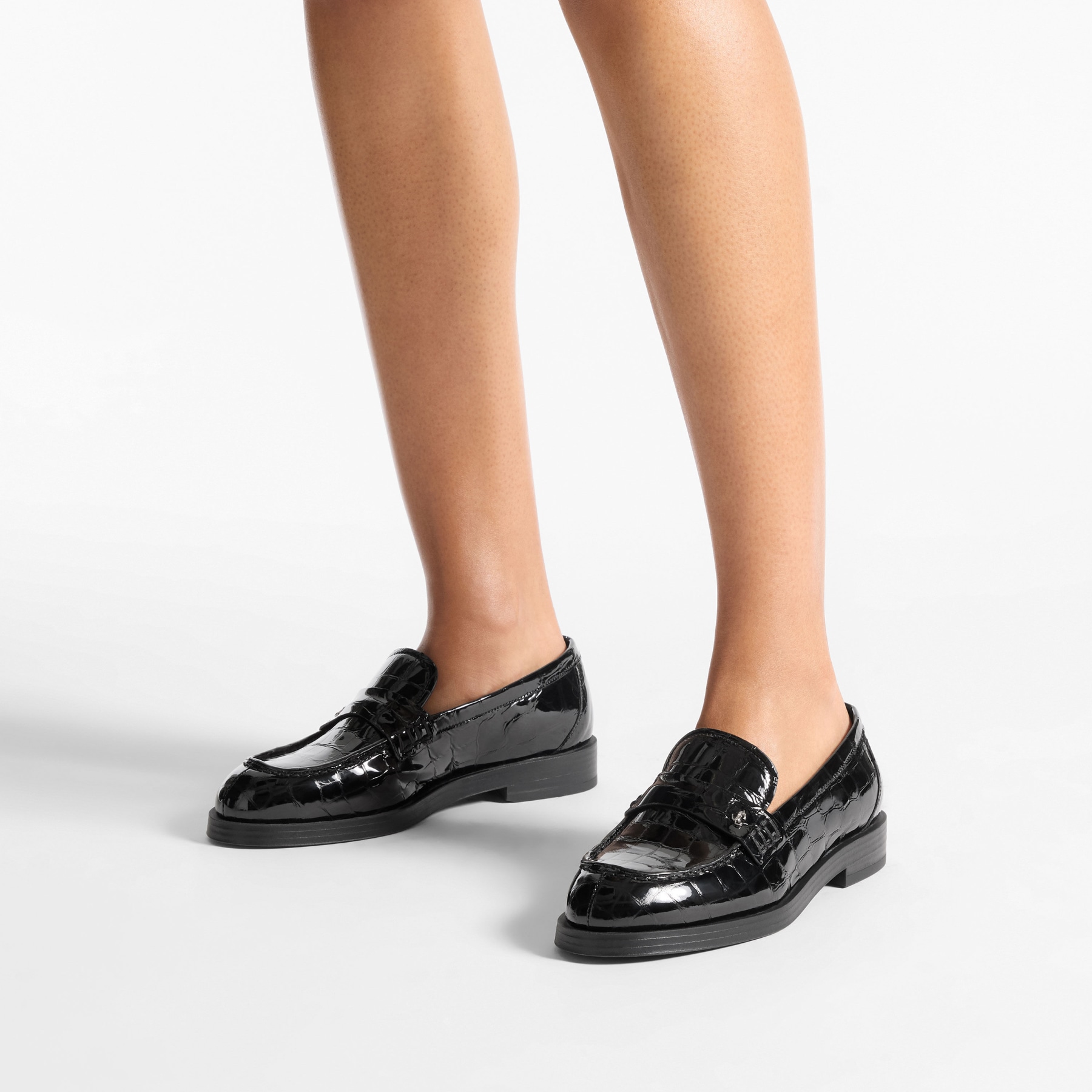 Ivy Loafer | Black Croc Embossed Leather Loafers | JIMMY CHOO